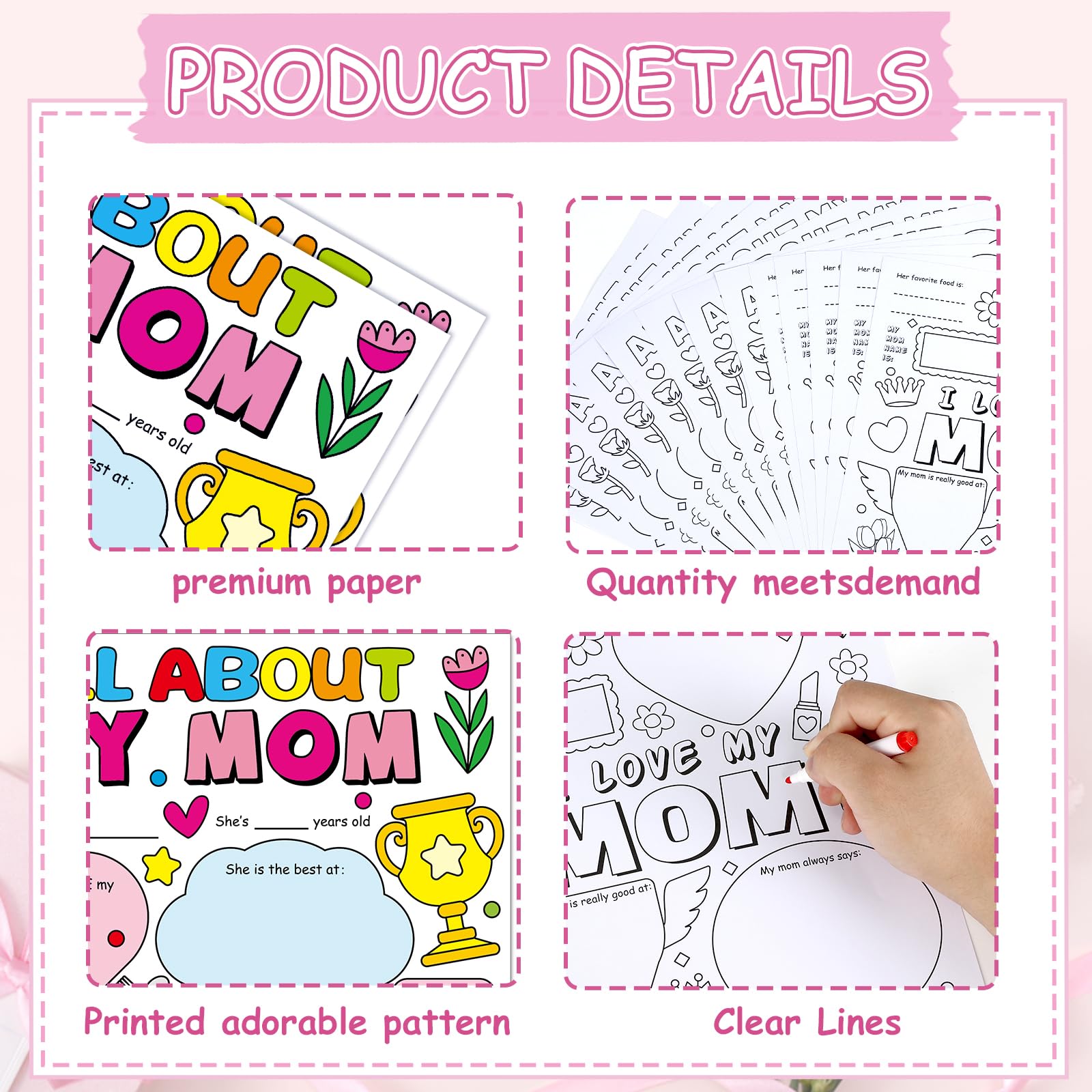 Snapklik.com : 48Pcs Mothers Day Coloring Poster, All About Mom Poster ...