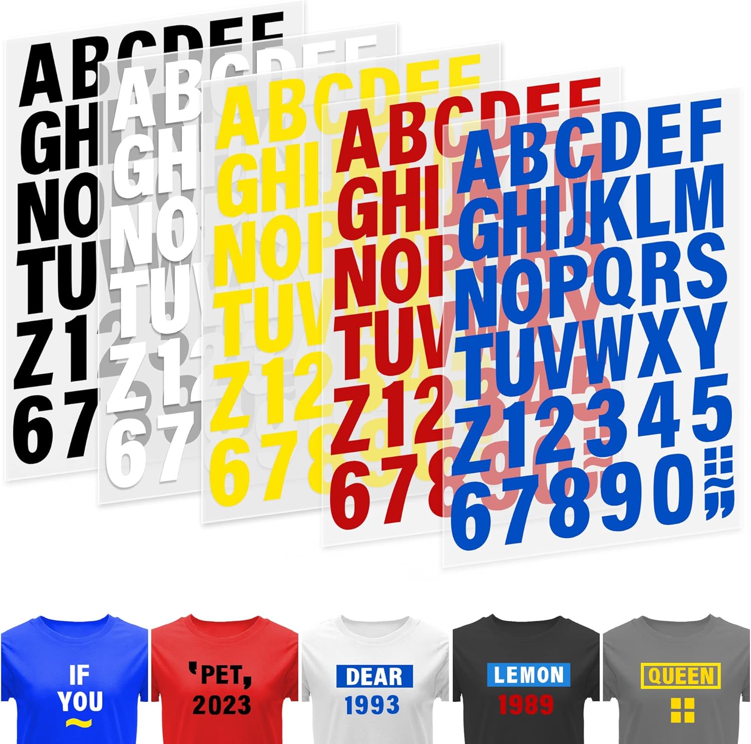 Amazon.com: 2 Inch Iron on Letters and Numbers for Clothing, 15 Sheets ...