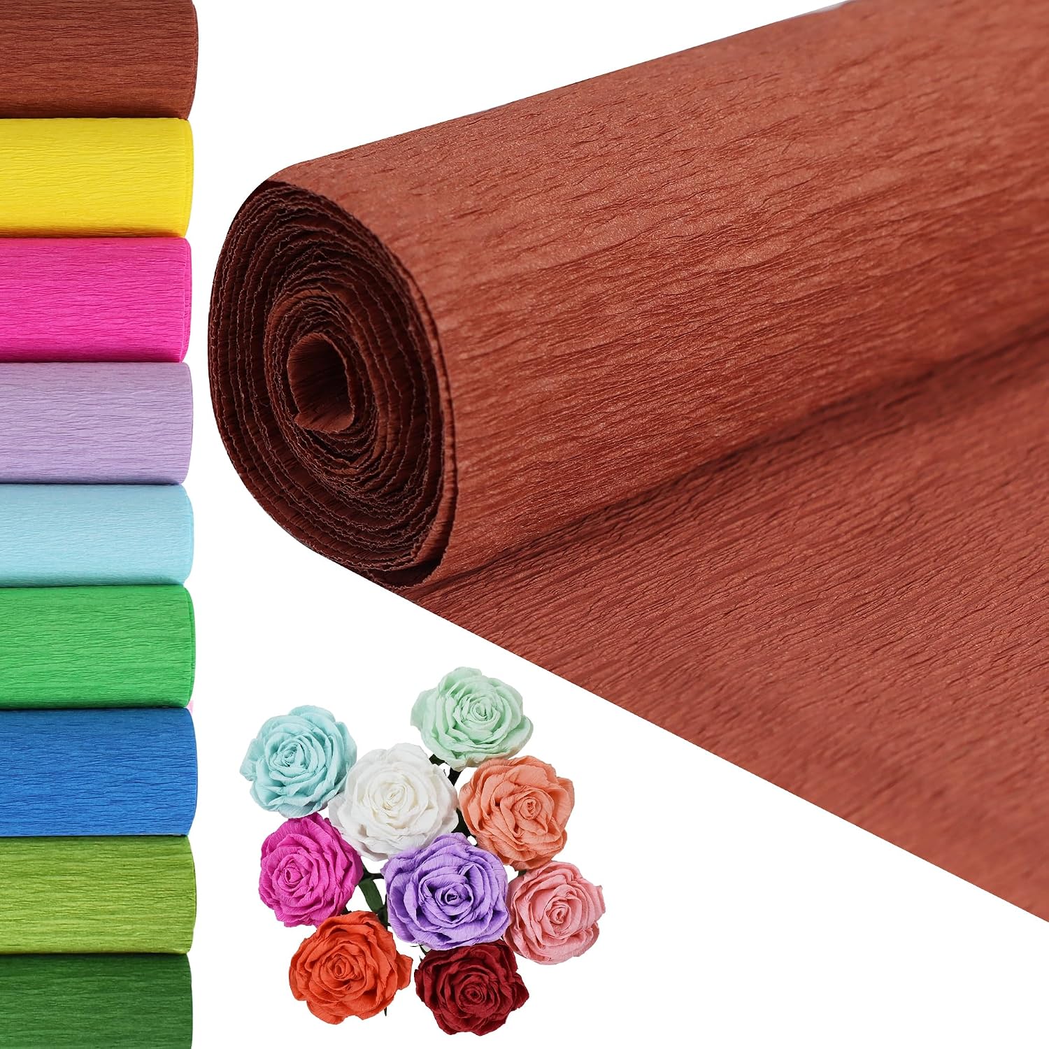 Amazon.com: BEISHIDA Brown Crepe Paper Roll, 9.8 Inch Wide 8ft Long ...