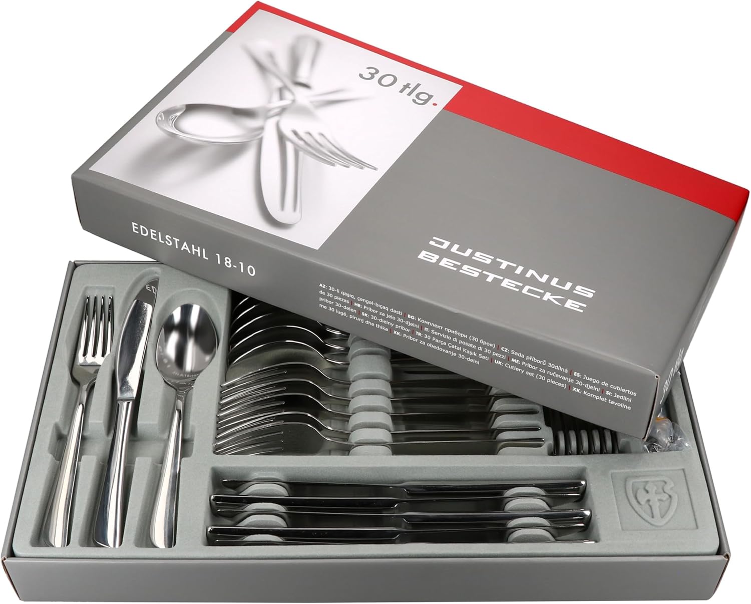 Justinus Menübesteck 30 tlg. 630485 Twist L/B/H ca. 43/25/5 cm : Amazon ...