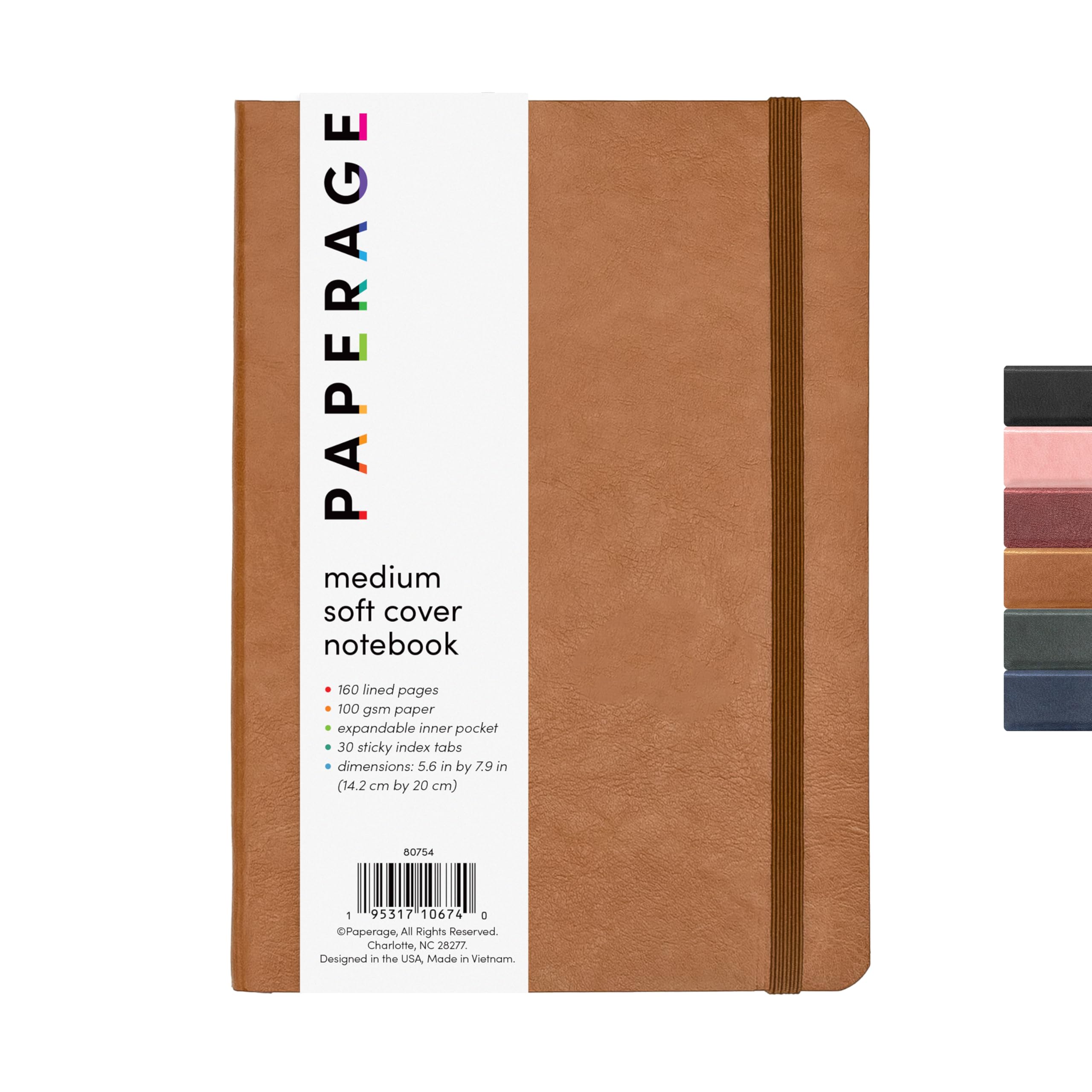 Amazon.com : PAPERAGE Softcover Lined Journal Notebook (Cognac), 160 ...