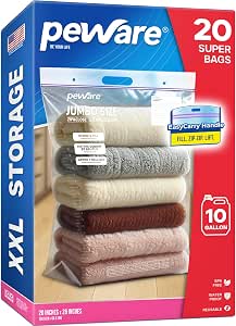 Amazon.com: Extra Large Storage Bags with Zipper Seal, Jumbo XL ...