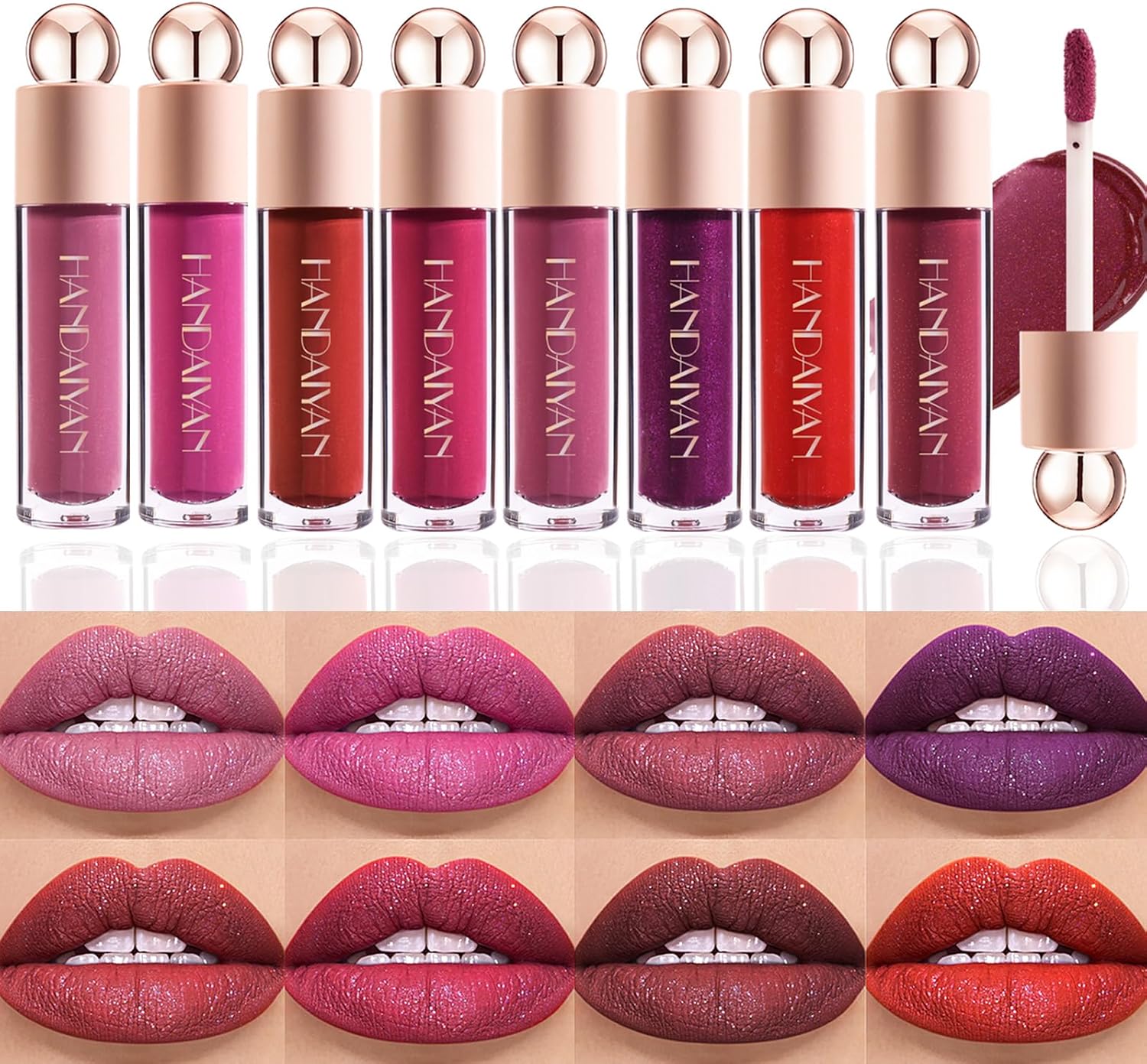 8 Couleurs Matte à Paillettes Rouge à Lèvres Liquide Waterproof Longue ...