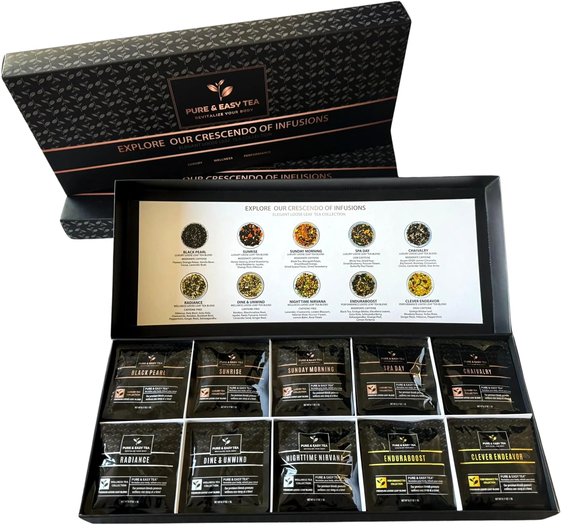 Amazon.com : Pure And Easy Tea, Premium 10 Flavors Loose Leaf Tea ...