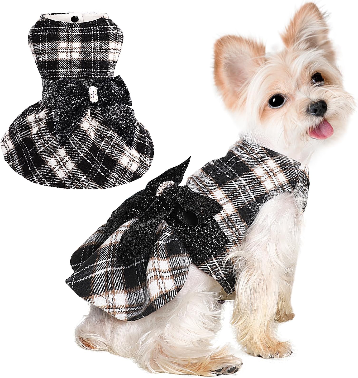 Amazon.com : Small Dog Sweaters Dress Plaid New Year Dog Sweaters for ...