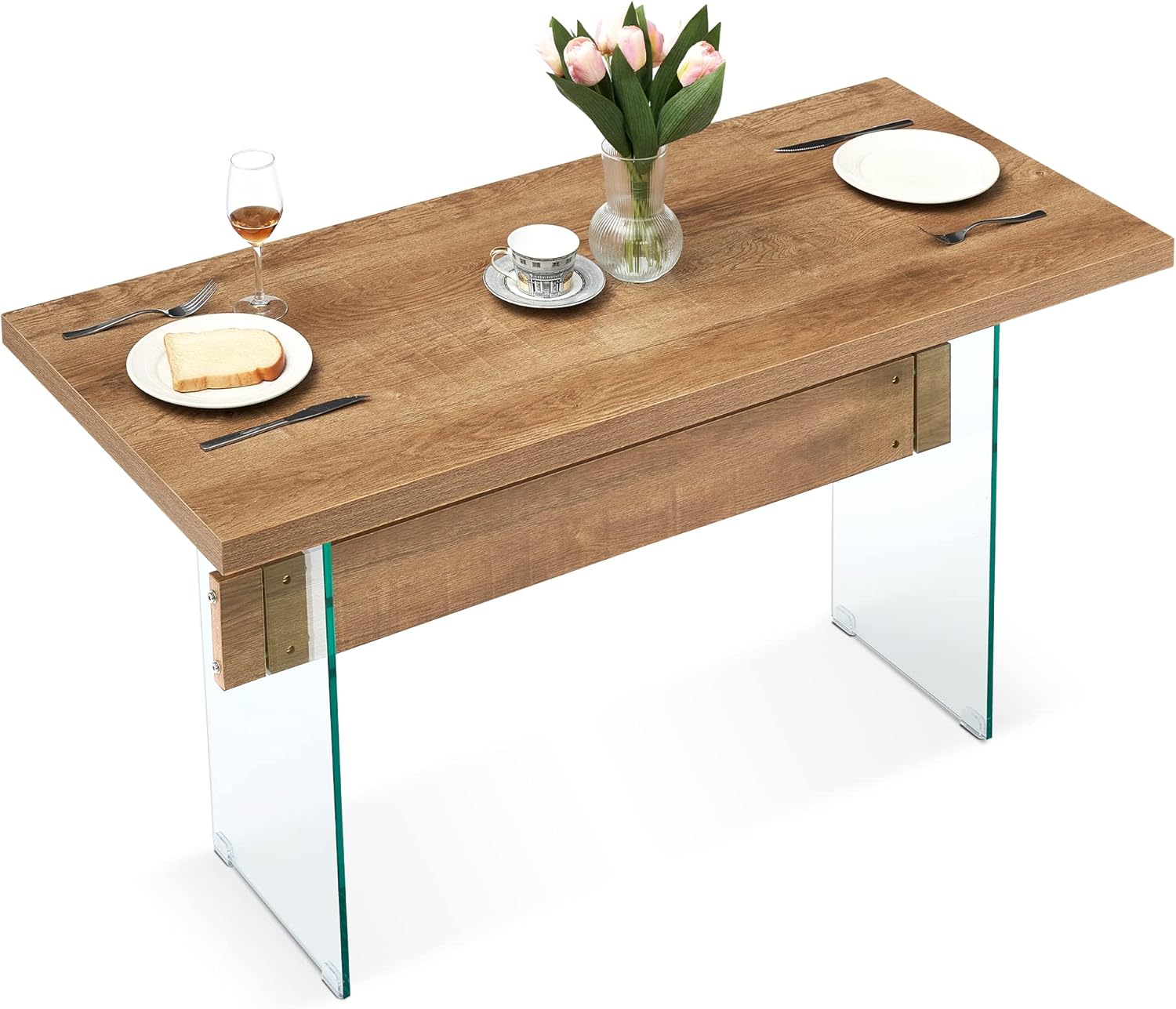 Amazon.com - ivinta Glass Dining Table for 4/6, 55" Rectangular Kitchen ...