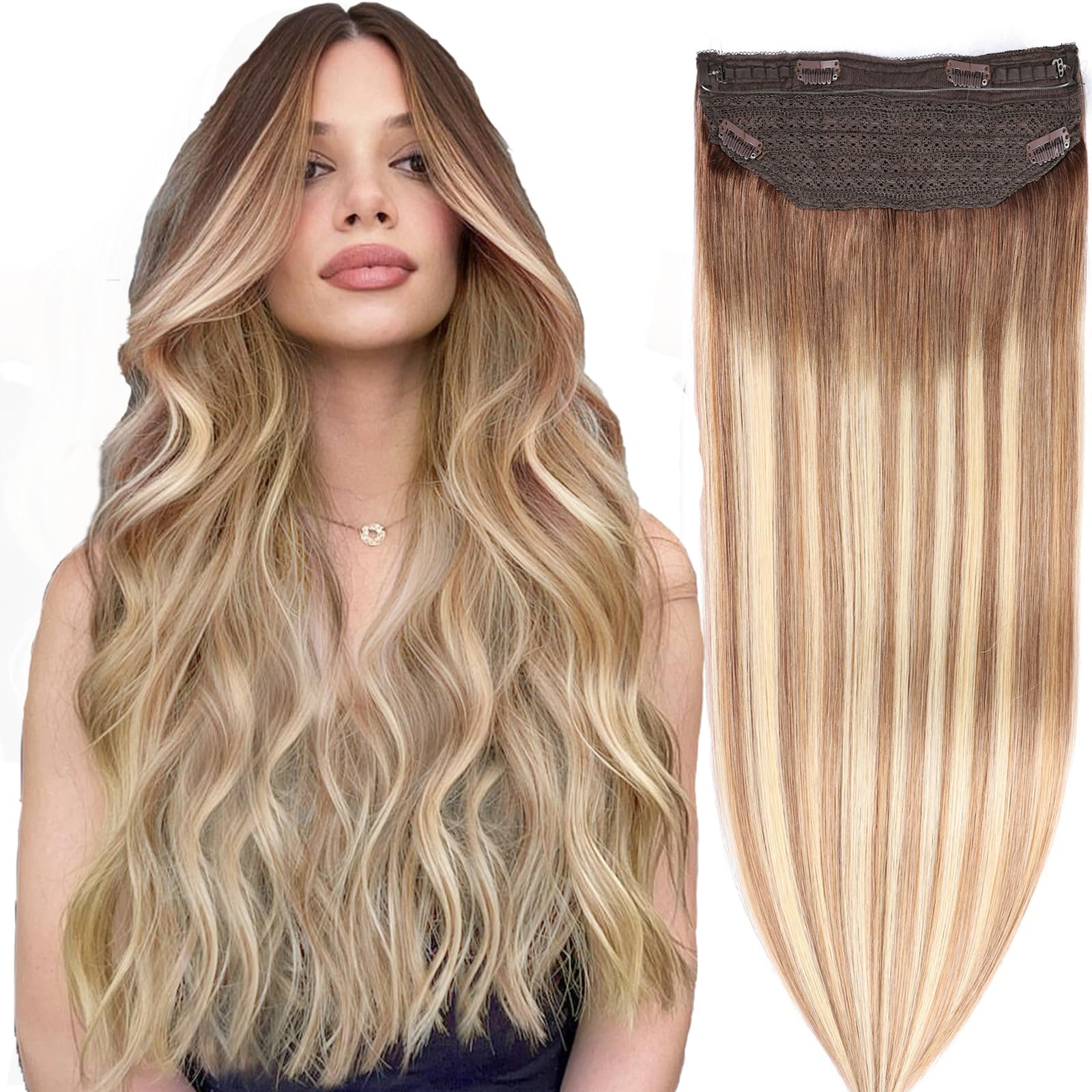 Amazon.com : Halo Hair Extensions - Dark Brown to Gold Blonde and ...