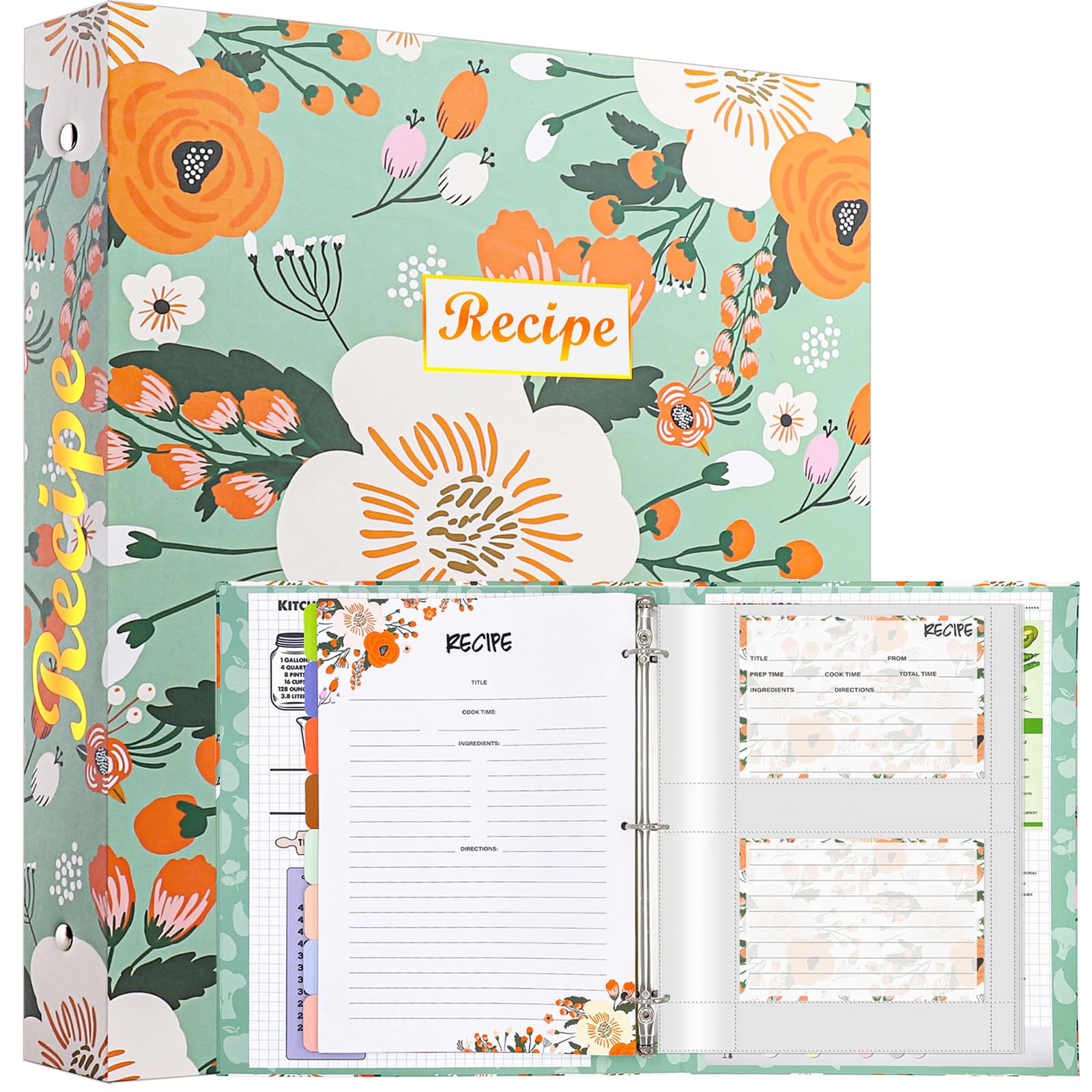 Hihealer Recipe Book Binder - Large 3 Ring A4 Kit to Write in Your Own ...