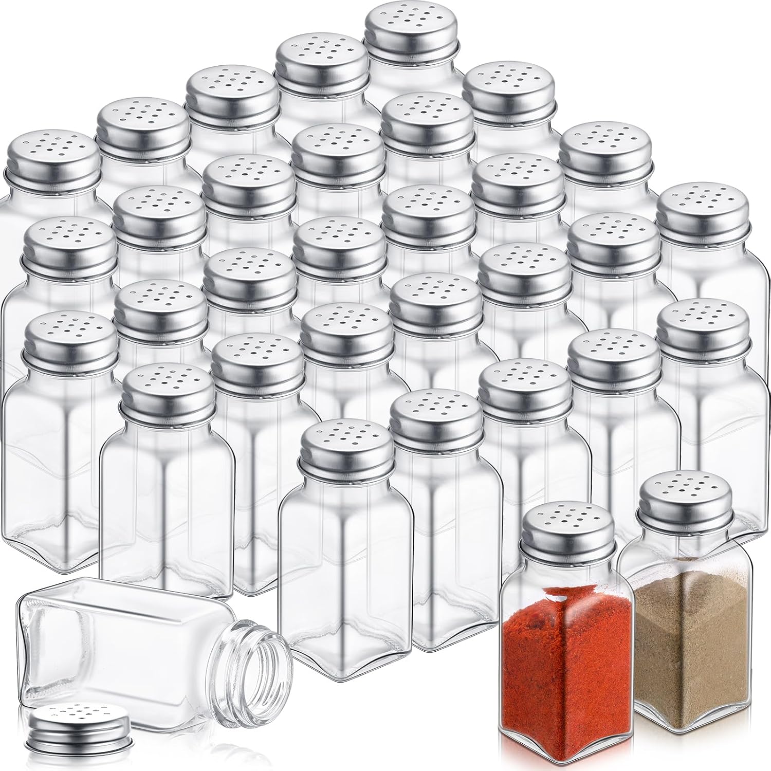 Amazon.com: Zhehao 96 Pcs Clear Salt and Pepper Shakers with Stainless ...
