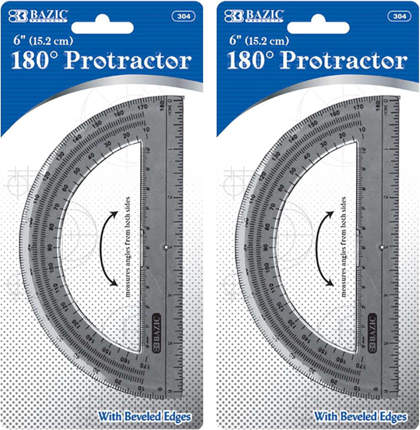 Amazon.com : BAZIC Protractor Semicircular 6 Inch 180 Degrees, Plastic ...