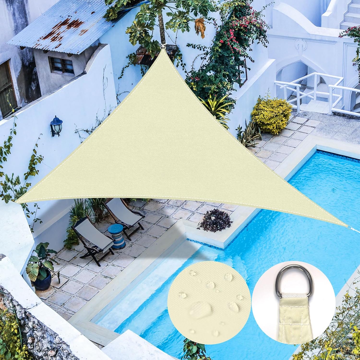 Amazon.com : RICHIE Upgrade 12'x12'x12' Sun Shade Sail Triangle Canopy ...