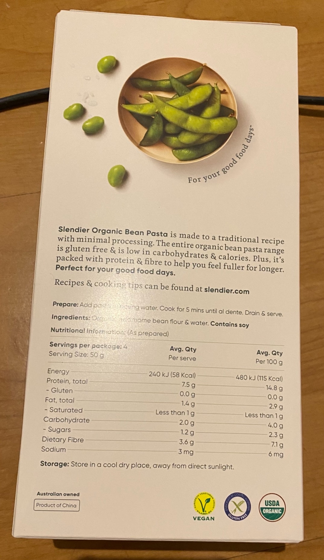 Slendier Organic Edamame Bean Fettuccine 200g : Amazon.com.au ...