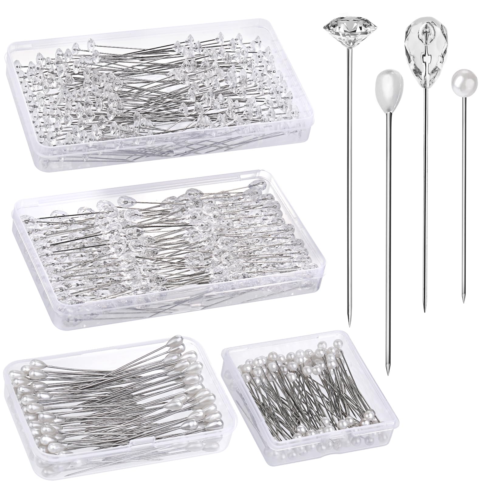 Amazon.com: 600 PCS Diamond Pins for Bouquets, 4 Styles Diamonds for ...