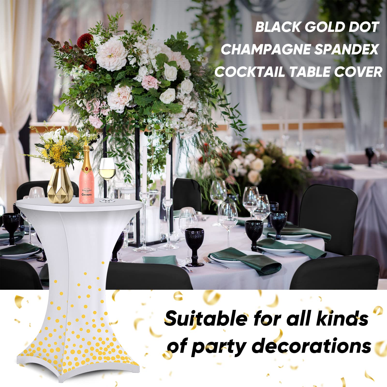Cocktail Table Covers Highboy Cocktail Table Spandex Covers Gold Dot ...