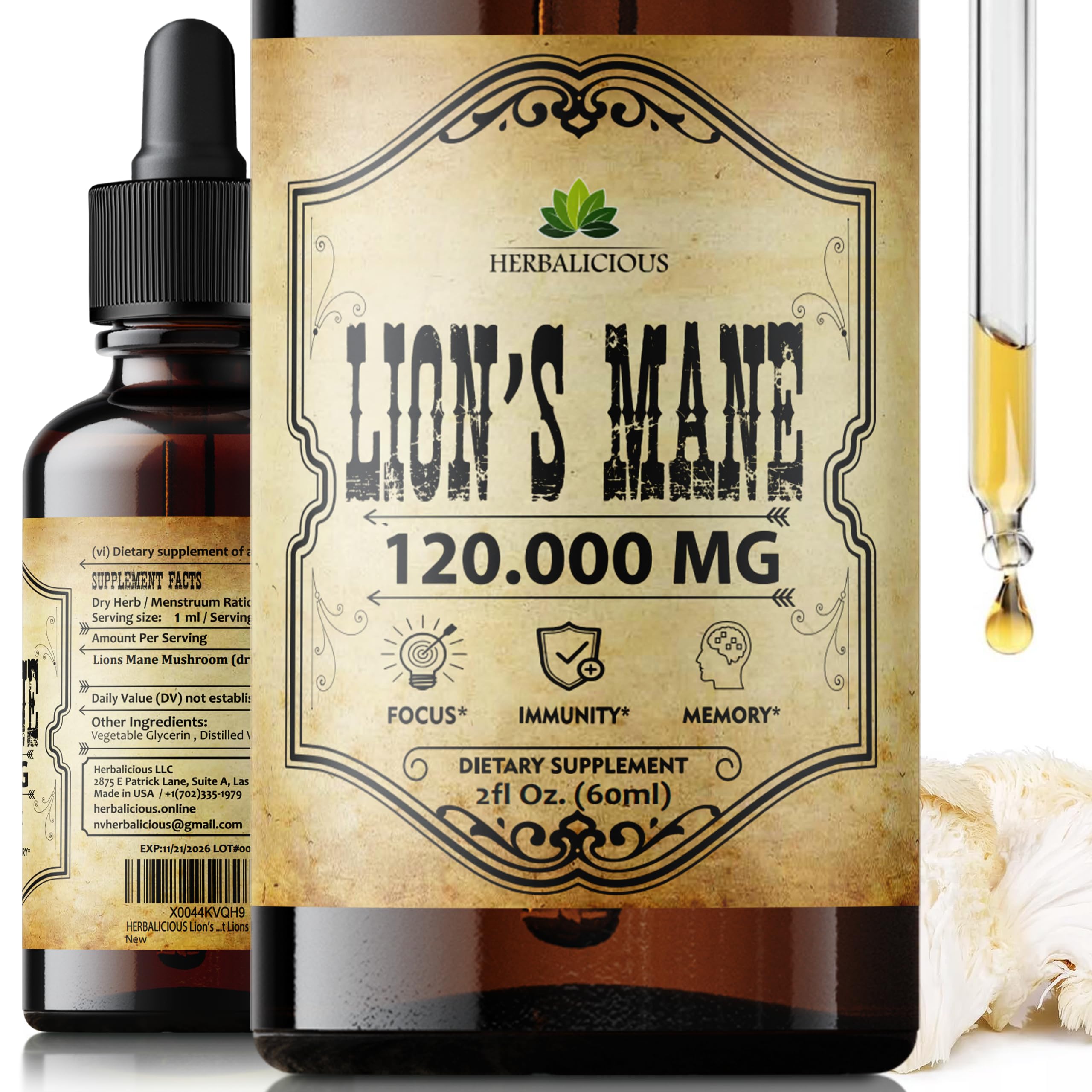 Amazon.com: HERBALICIOUS Lion’s Mane Liquid Mushroom Supplement ...