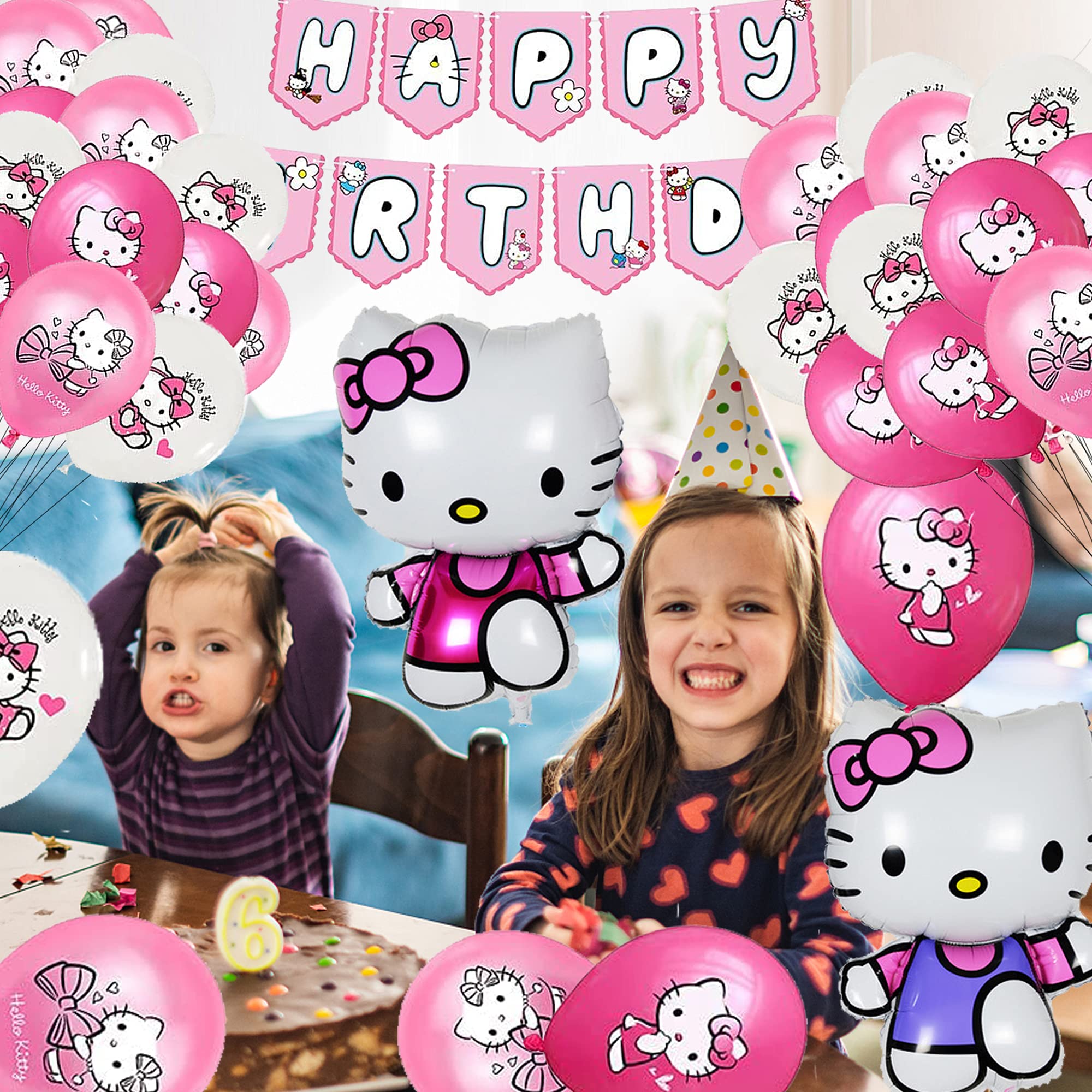 Hello Kitty Birthday Party Decorations Balloons Happy Birthday Banner ...