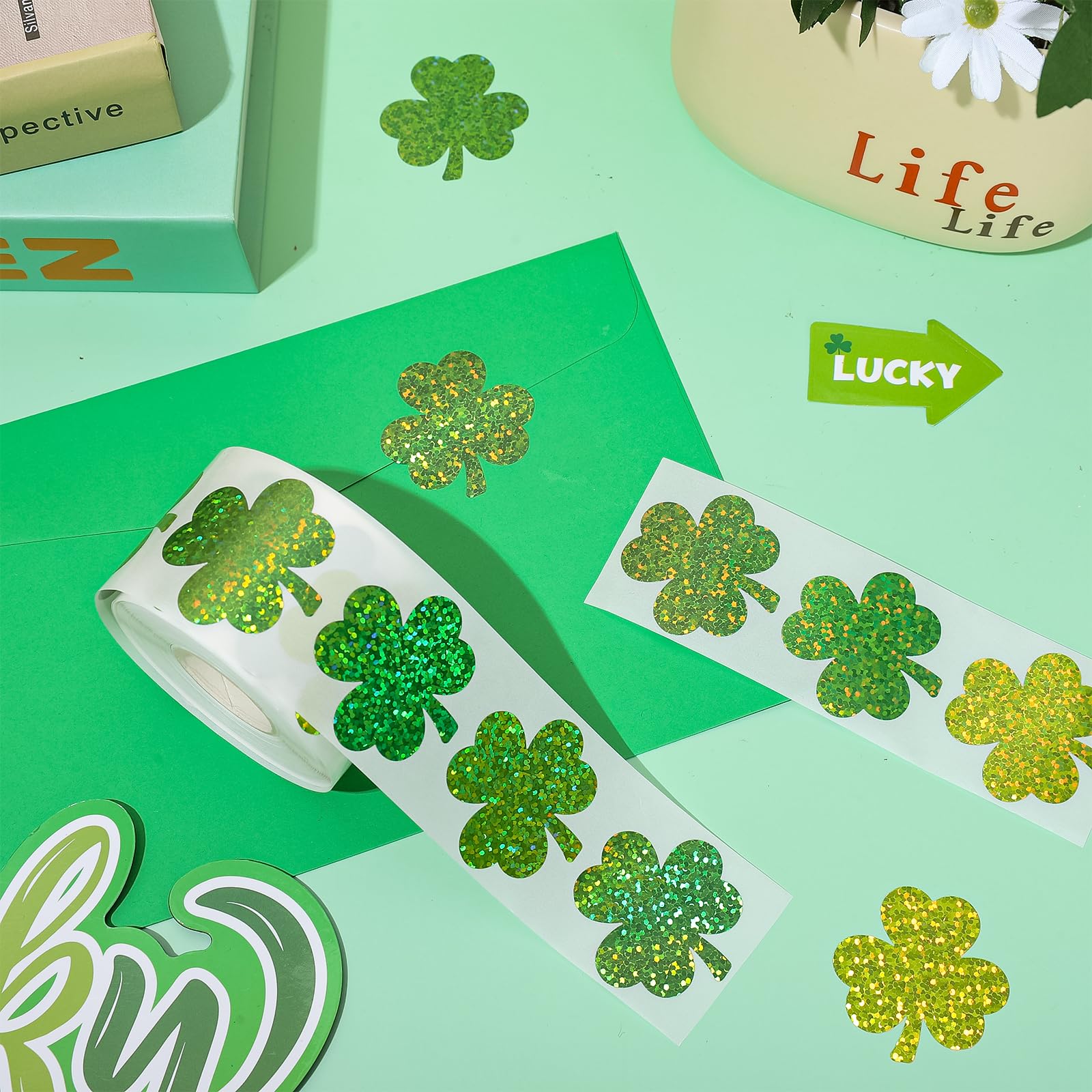 Snapklik.com : Whaline St. Patricks Day Stickers Holographic Shamrock ...