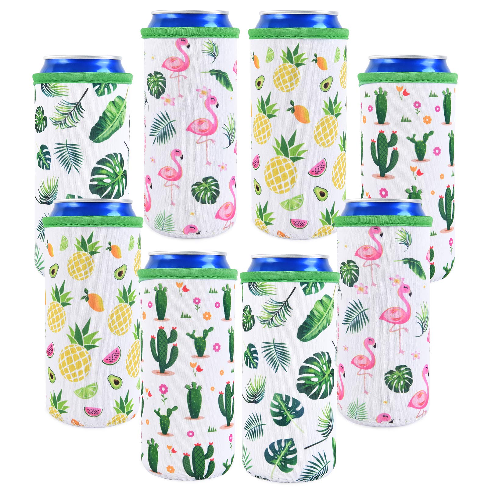 Snapklik.com : Set Of 8 Slim Can Sleeves - Collapsible Neoprene ...
