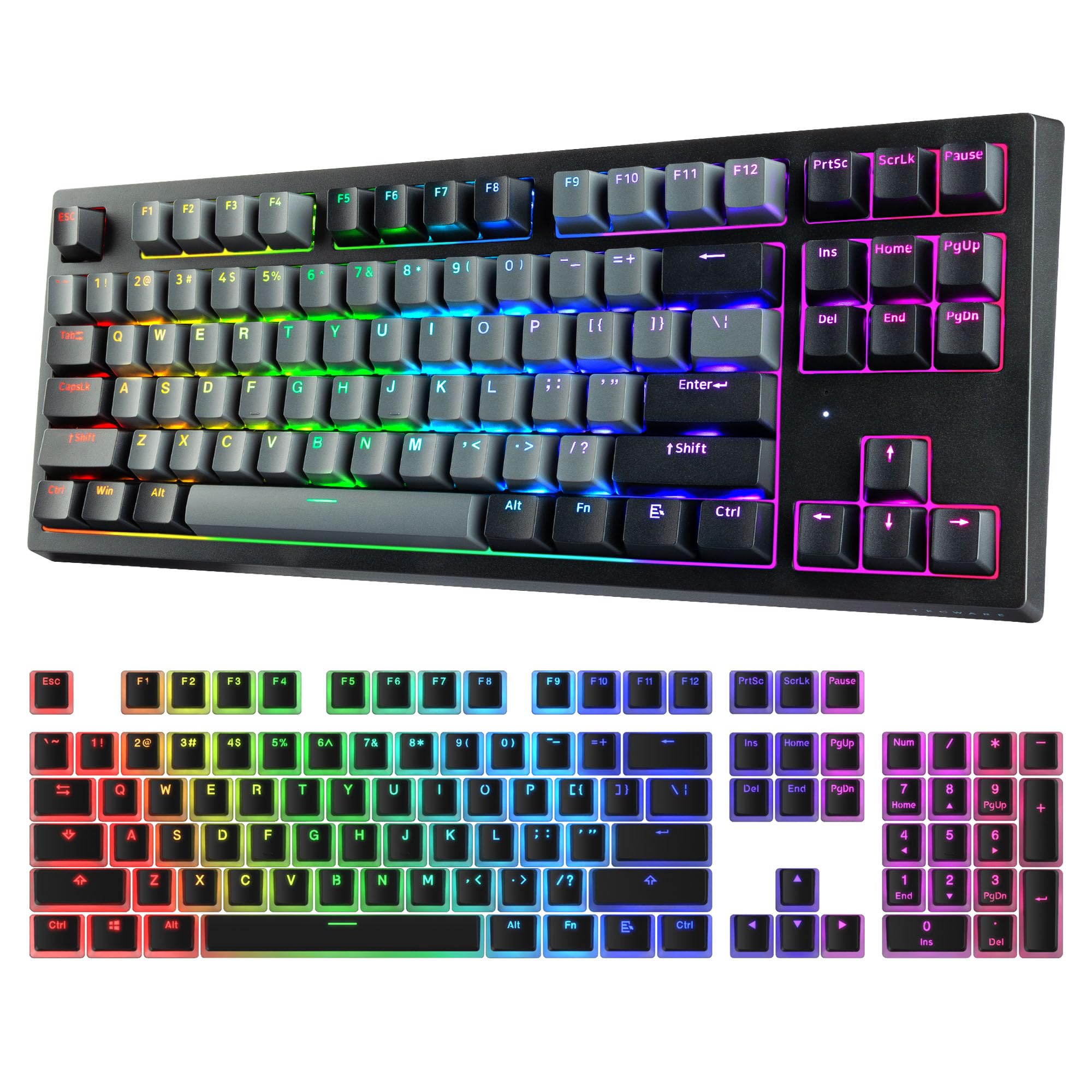 Amazon.com: TECWARE Phantom 87+ Elite W/Double-Shot PBT (Pudding Black ...