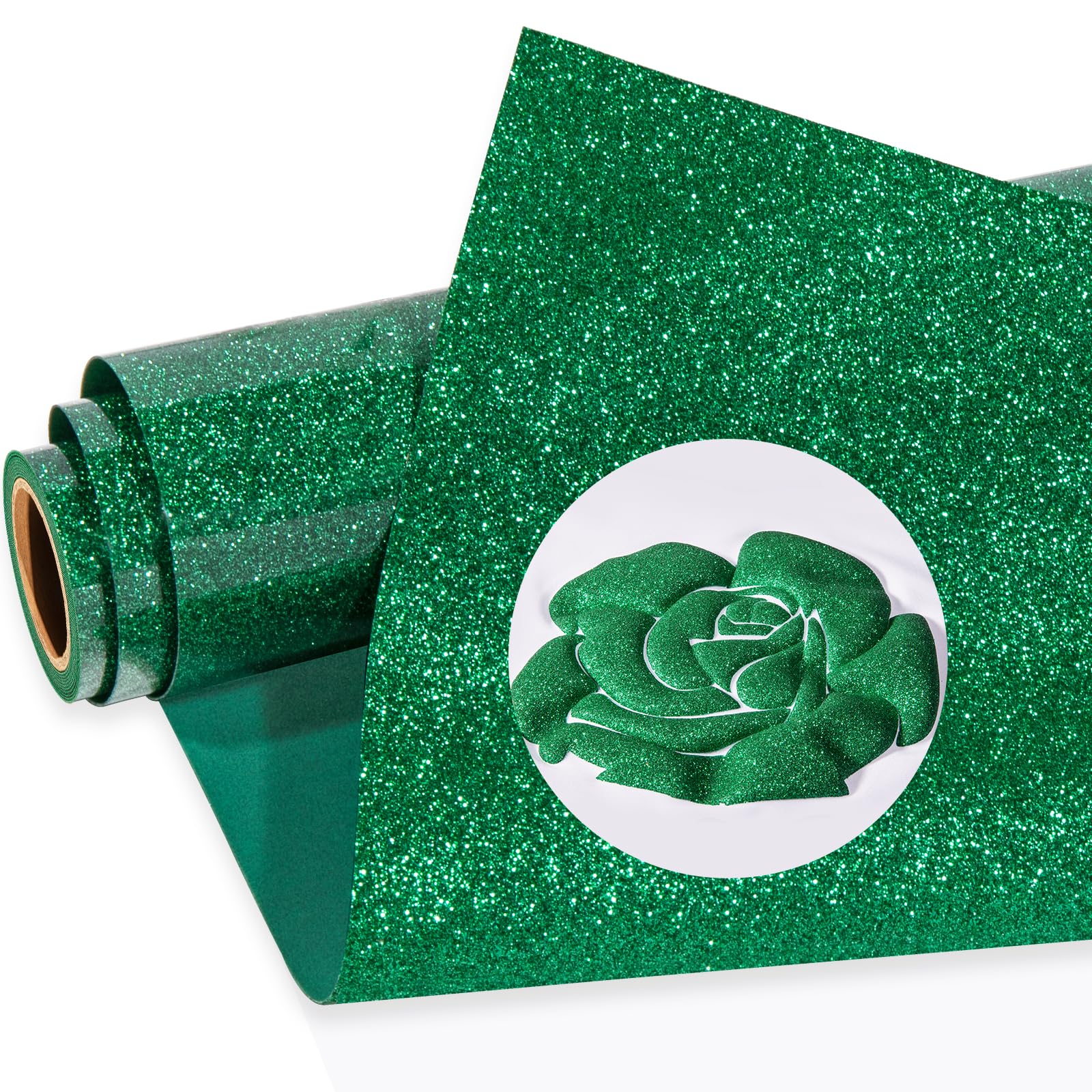 Amazon.com: Green Glitter Puff Vinyl Heat Transfer, Green Glitter HTV ...