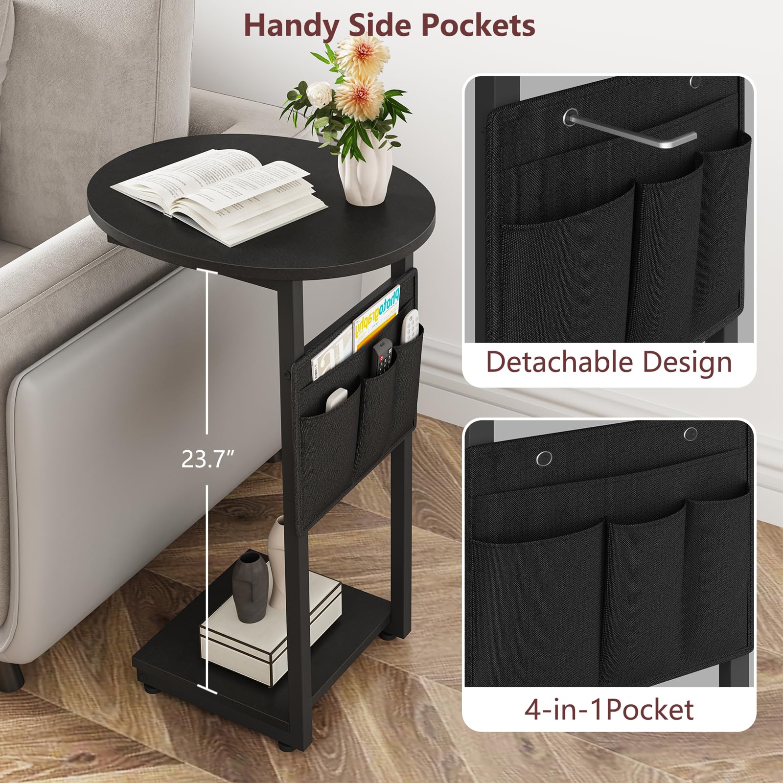 Snapklik.com : Vagusicc C Shaped End Table For Couch, Small Side Table ...