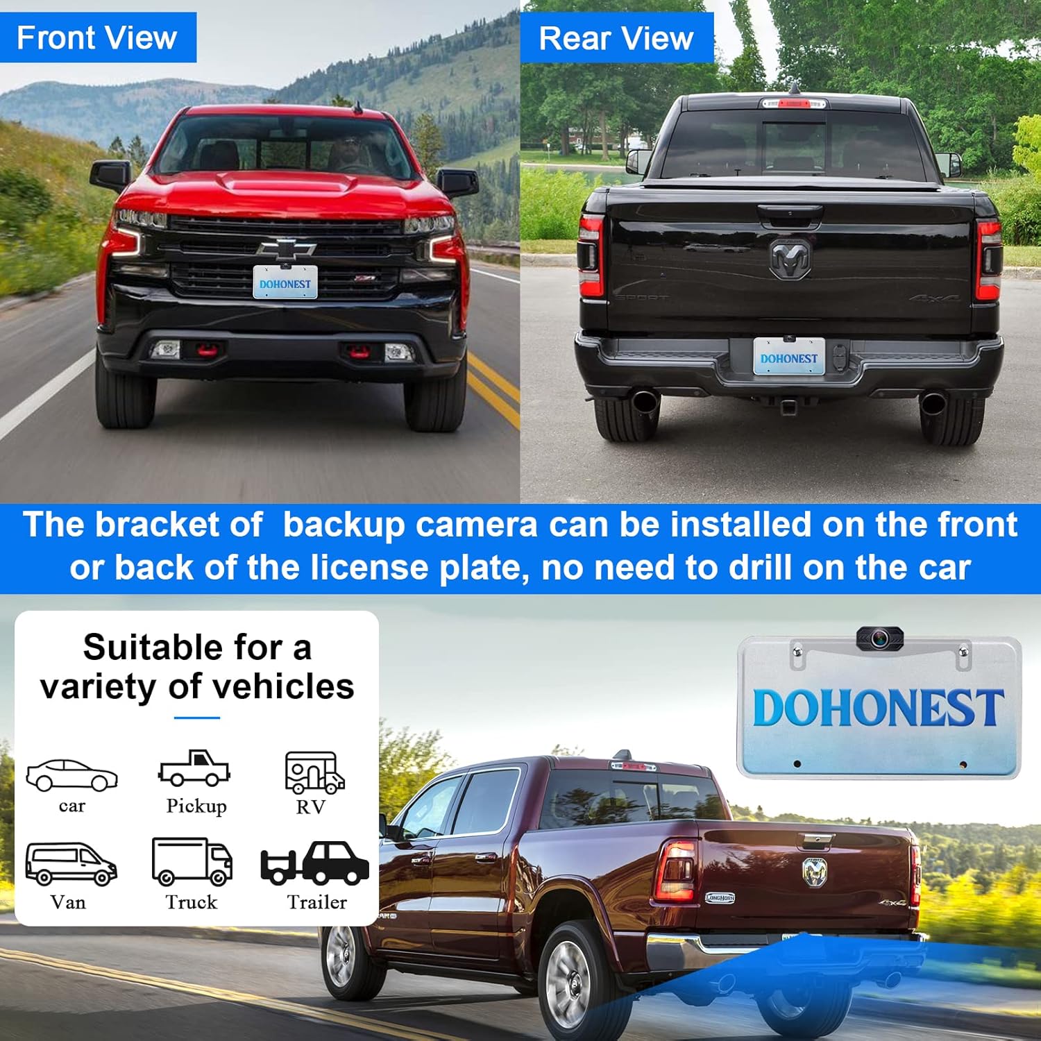 DoHonest V29 Wireless Backup Camera with 7-Inch Monitor - HD 1080P ...