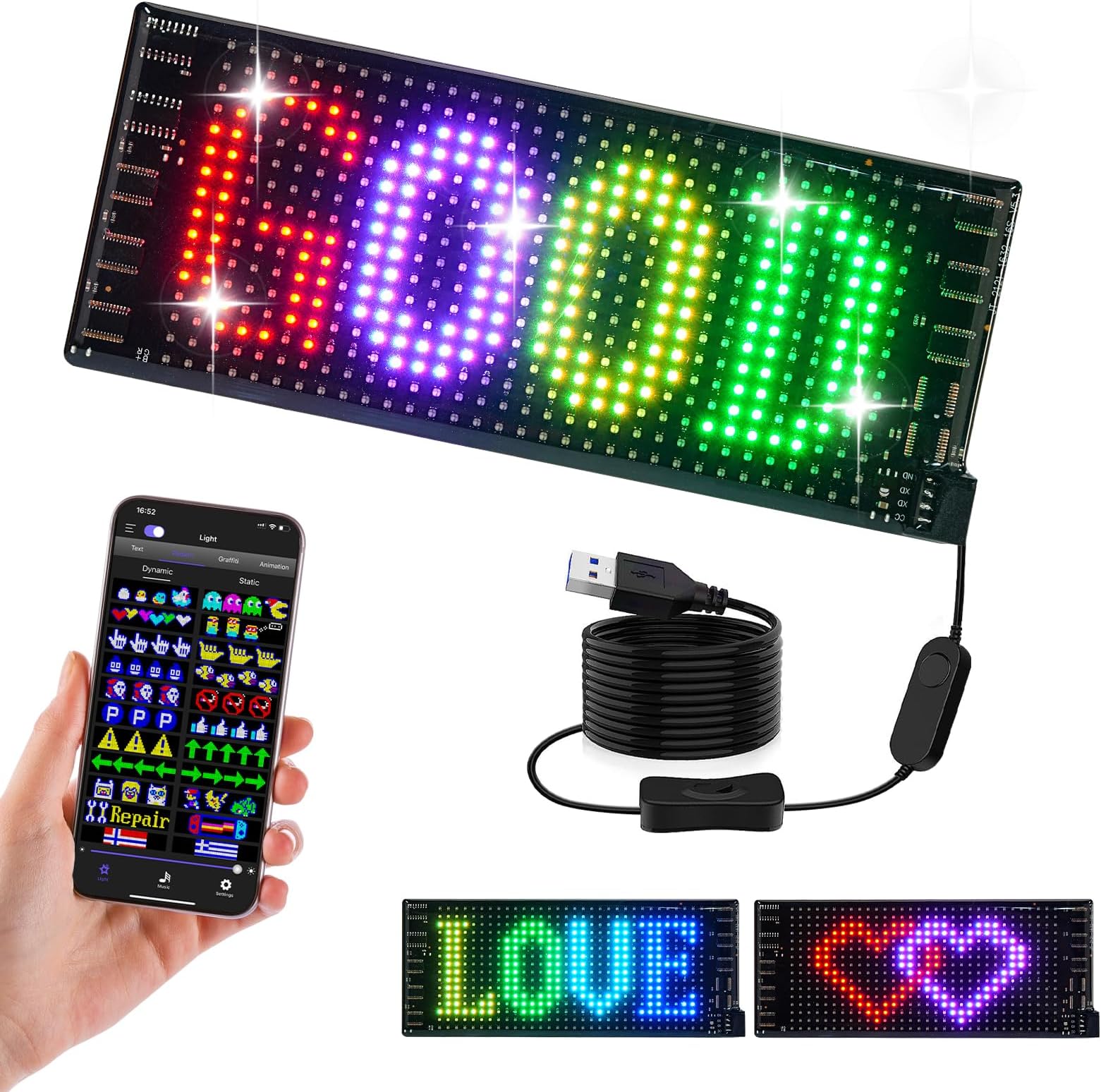 Amazon.com : ITEFDTUTNE Programmable Led Sign 7"x3", Scrolling Bright,Flexible Digital Sign ...