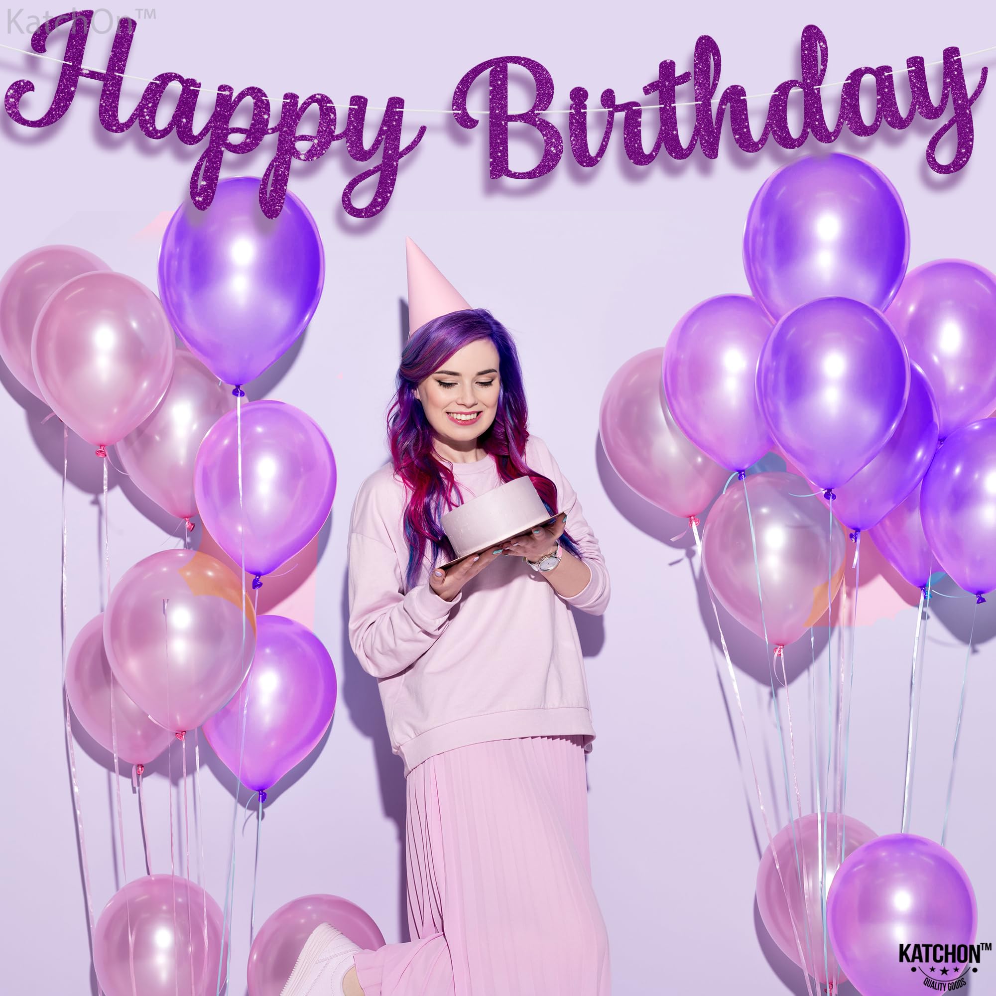 Snapklik.com : Glitter Purple Cursive Happy Birthday Banner - Pre ...