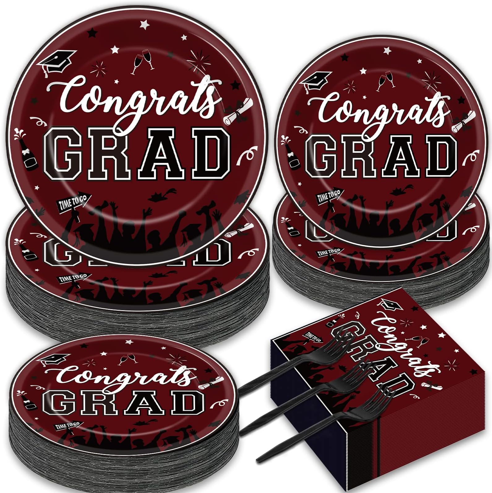 Amazon.com: gisgfim 50 Guests Graduation Party Plates Napkins Maroon ...