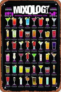 Amazon.com: Mixology Cocktail Mixed Drinks Chart Black Art Metal Tin ...