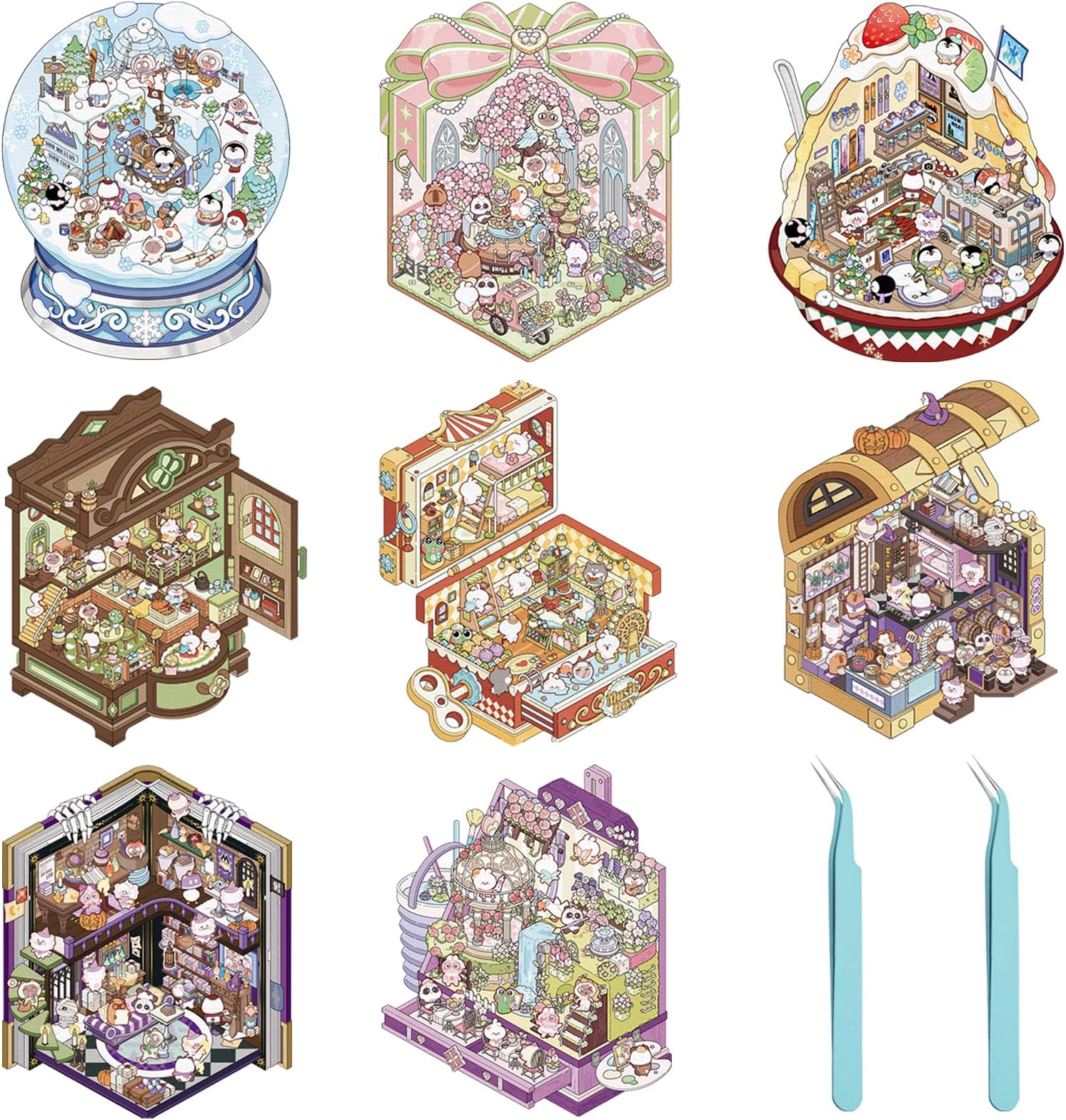 8 Sets DIY 3D House Stickers - Sticker Therapy Kit for Adults, Create ...