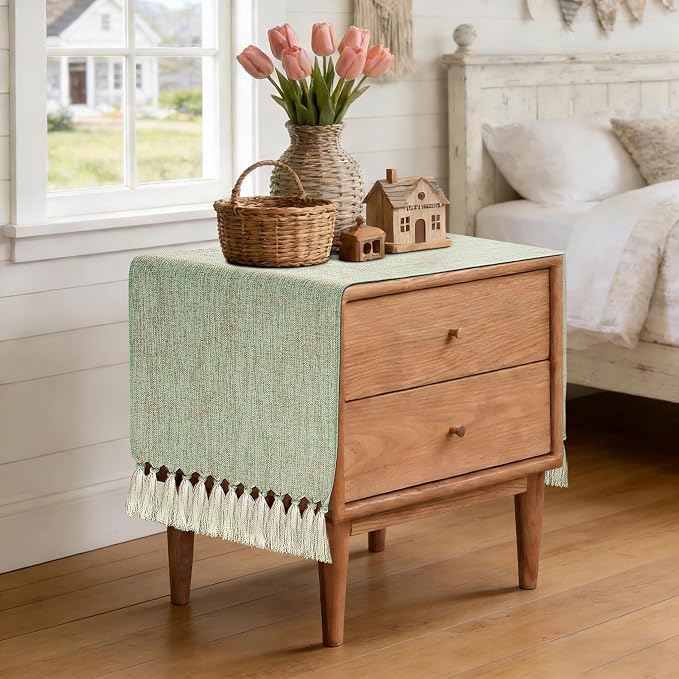Amazon.com: yuboo Sage Green Table Runner 36 Inch - Small Spring Coffee ...