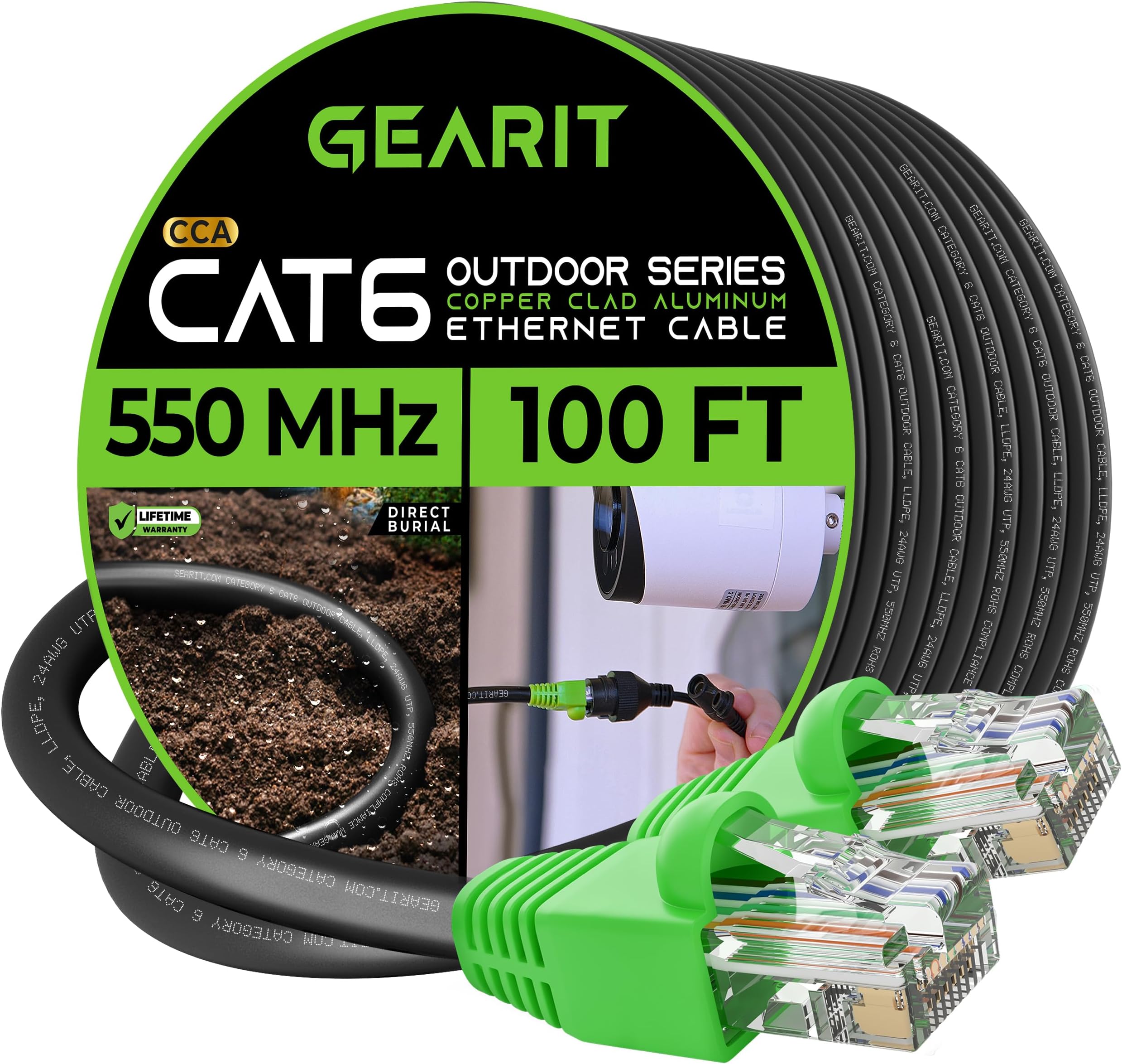 GearIT Cat6 Outdoor Ethernet Cable (100 Feet) CCA Copper Clad ...