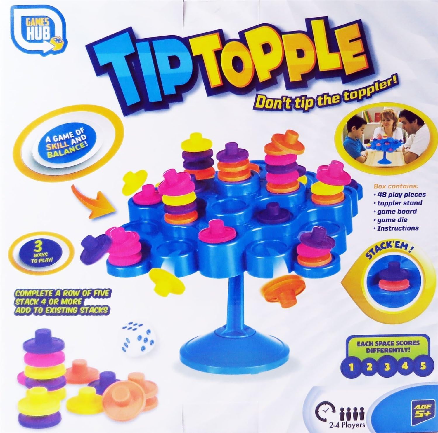 RMS Games Hub TipTopple Toppler 2-4 players Family Fun Game : Amazon.co ...