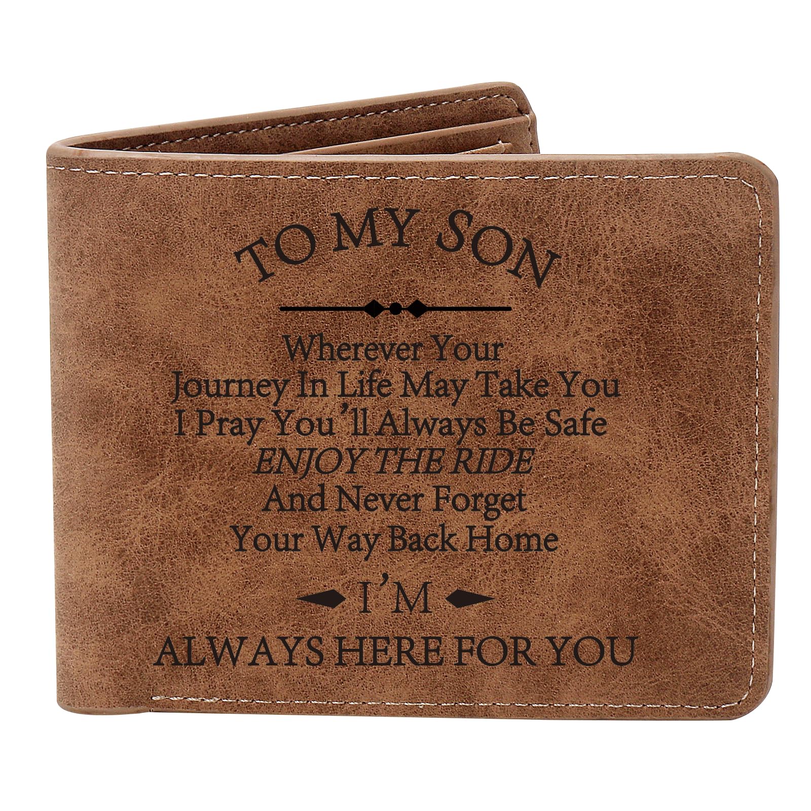 Amazon.com: To My Son Gifts,Leather Wallet for Men,Engraved ...