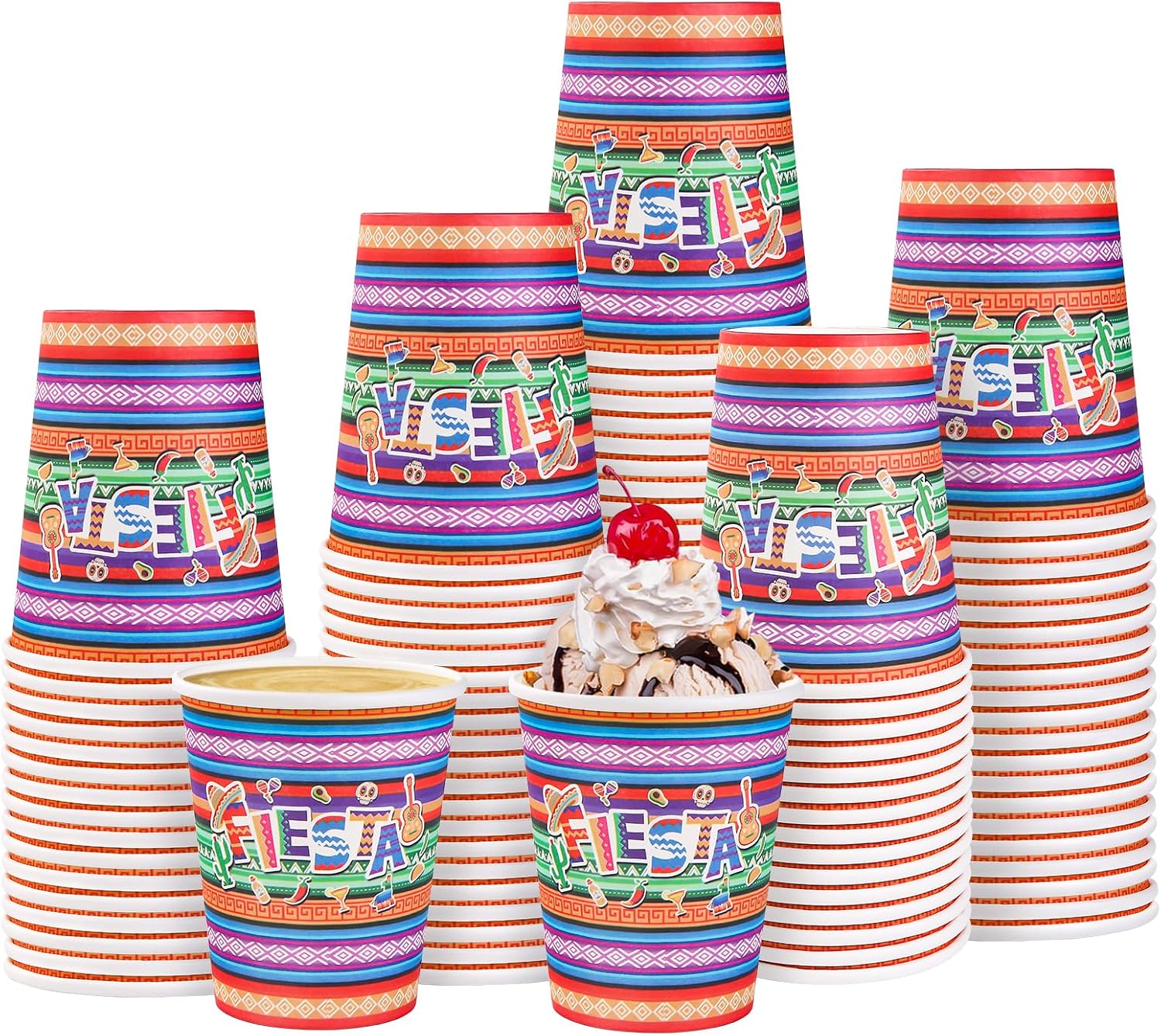 Amazon.com: POILKMNI 100 Pcs Let's Fiesta Cups, 9 oz Mexican Party ...