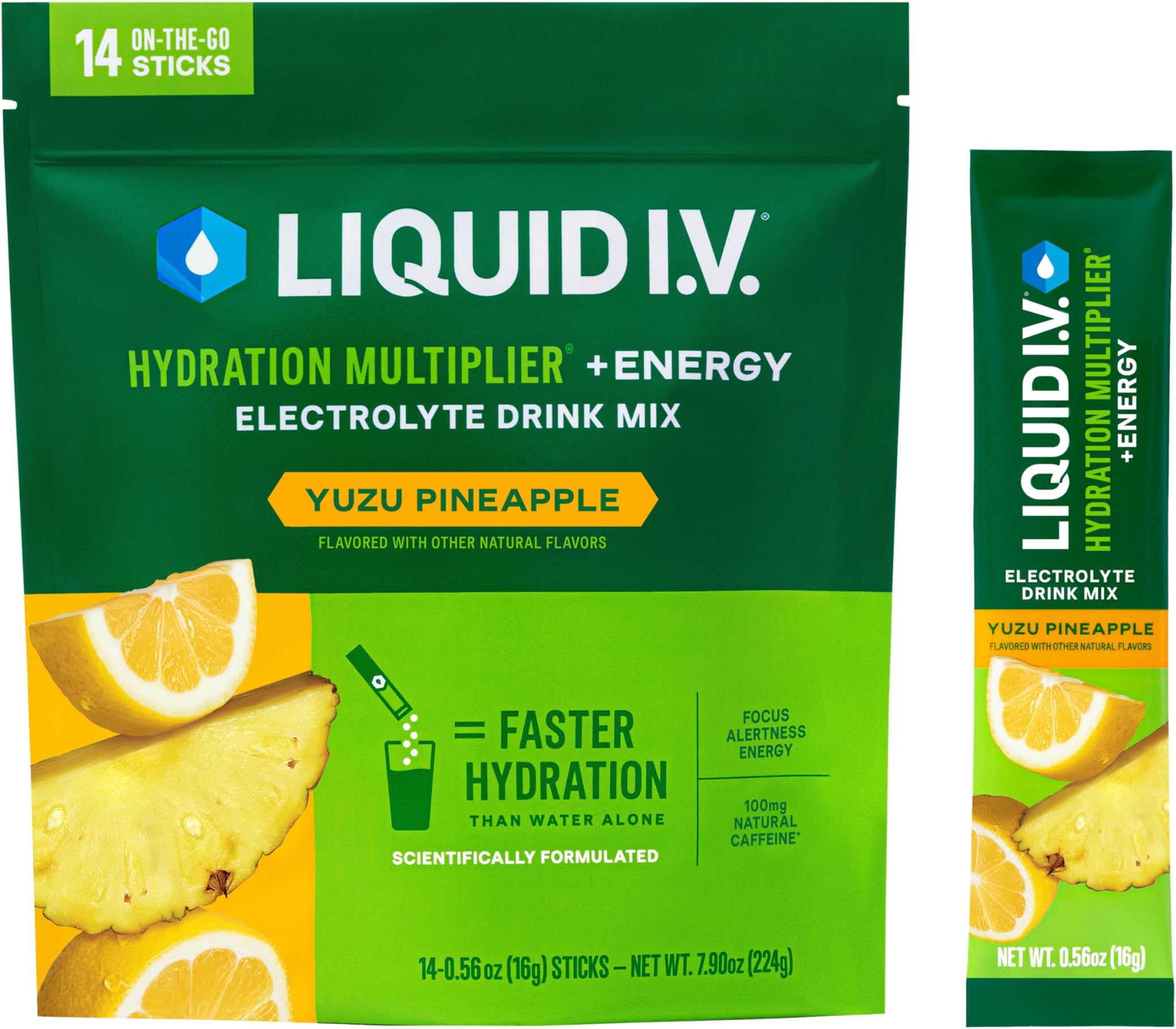 Amazon.com : Liquid I.V.® Hydration Multiplier +Energy - Yuzu Pineapple ...