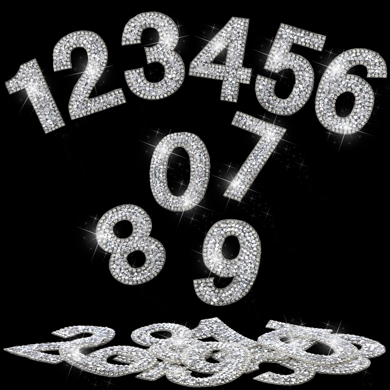 Amazon.com: Yinder 60pcs Bling Rhinestone Numbers Self-Adhesive Glitter ...