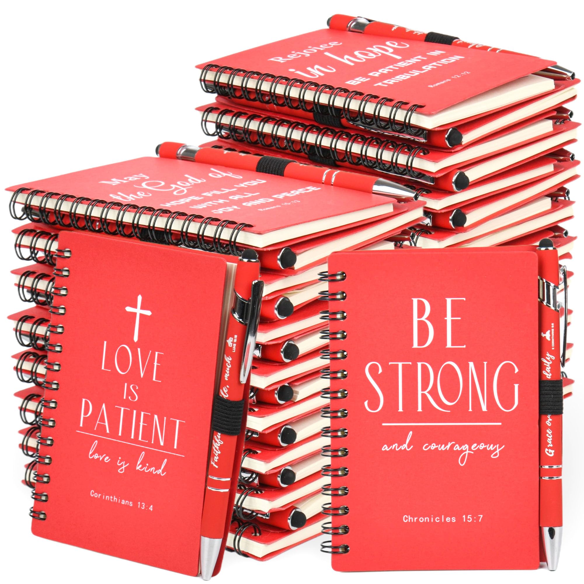 Amazon.com : INSADA Christian Prayer Journal Spiral Red Notebooks Bulk ...
