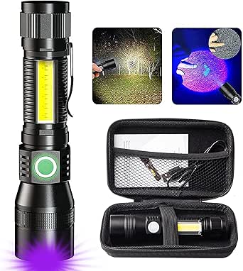 AdamStar Black Light Flashlight, 3 in-1 Rechargeable Flashlights, UV ...