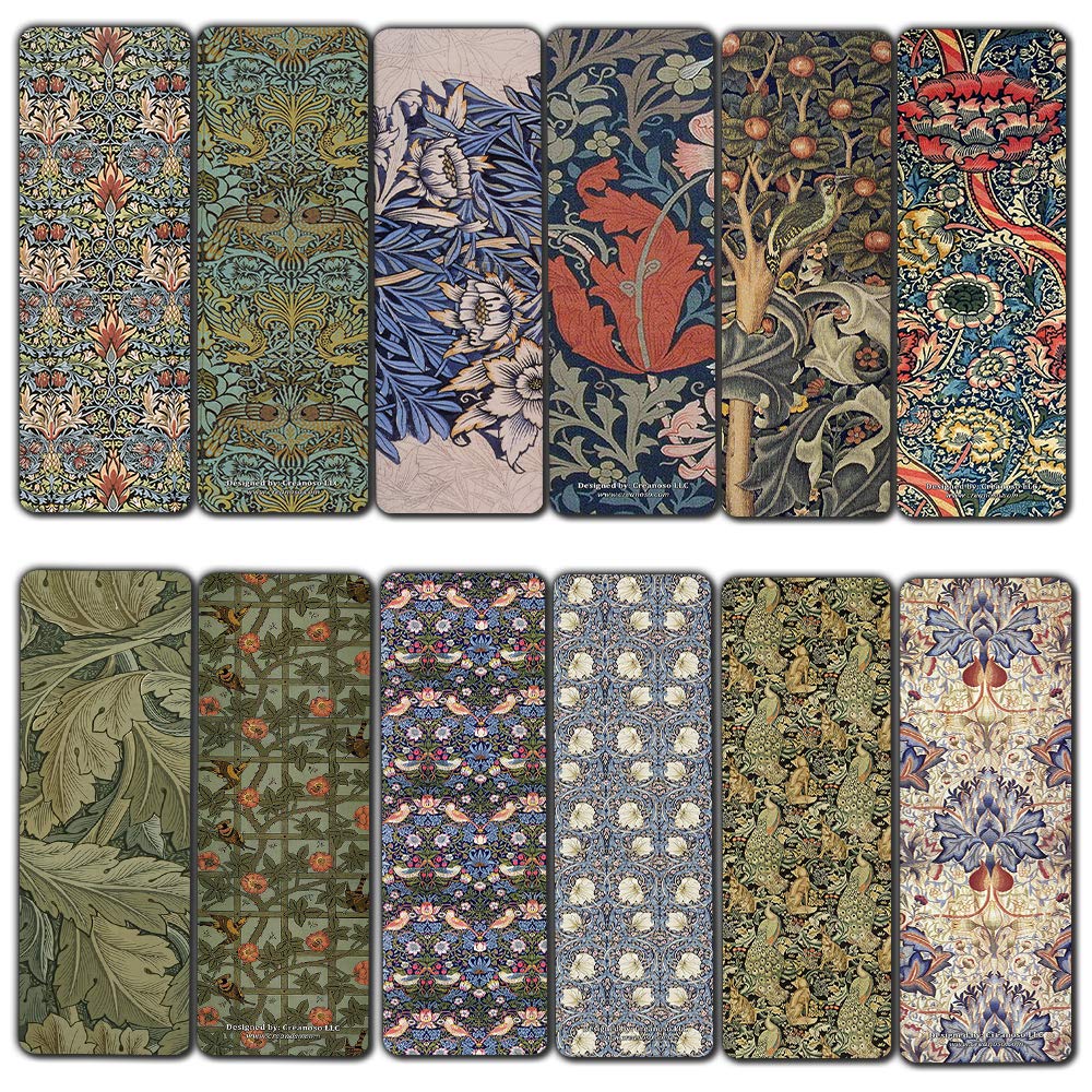 Creanoso Vintage Cards - William Morris Bookmarker Cards (12-Pack ...
