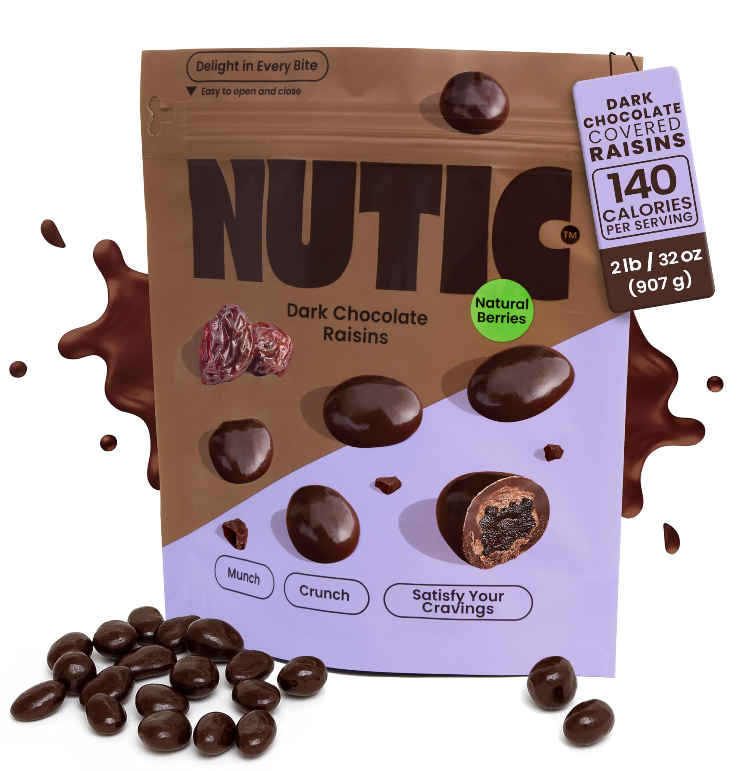 Amazon.com : Nutic Gourmet Chocolate Covered Raisins - Dark Chocolate ...