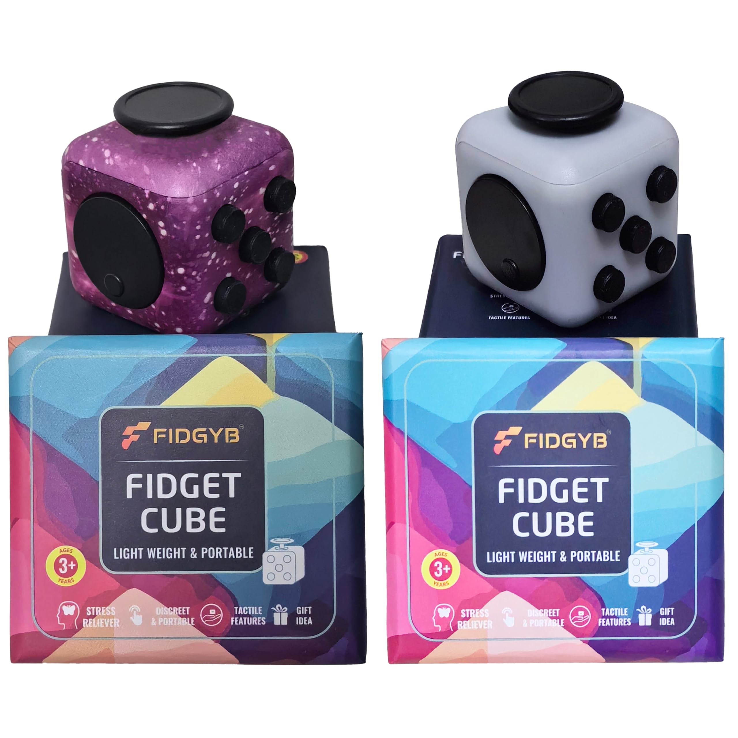 Amazon.com: FIDGYB 2PCS Cube Fidget Stress Relief Toy for Adults & Kids ...