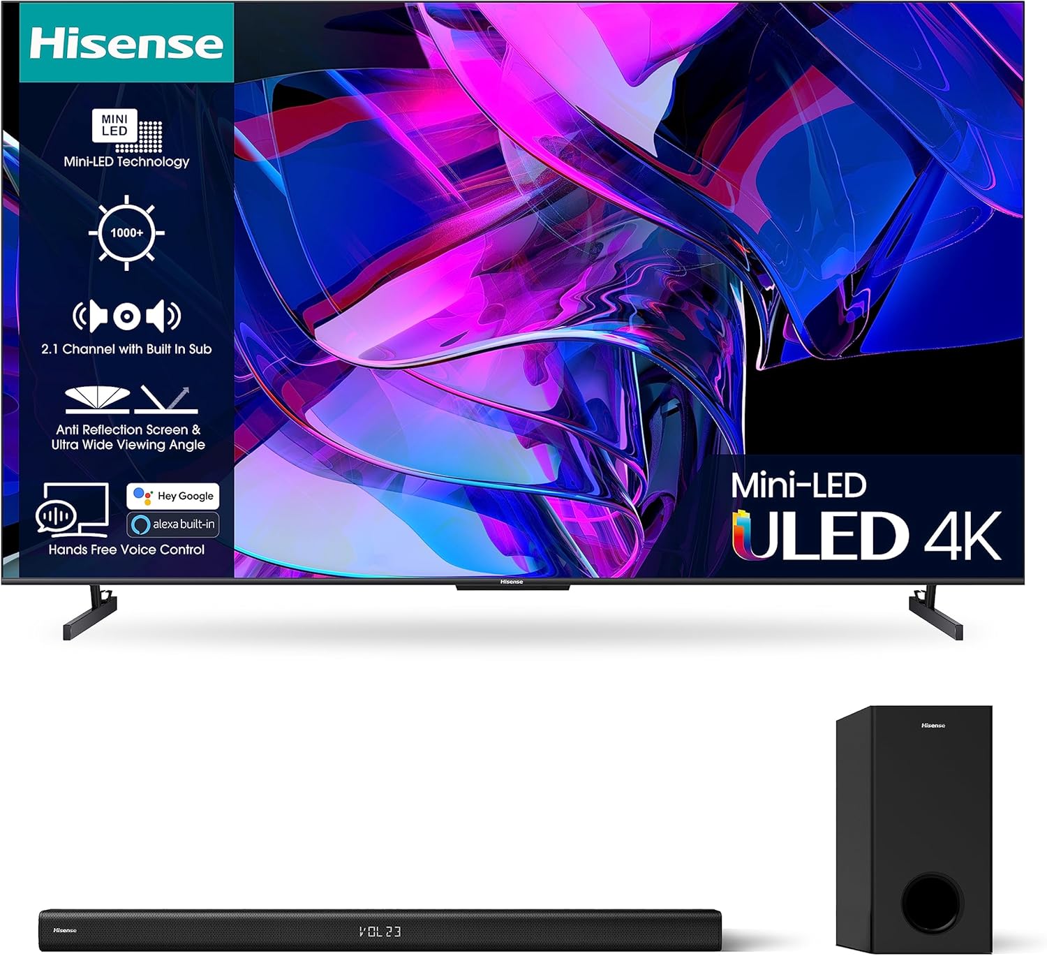 Hisense 144Hz Mini-LED TV U7K and HS218 with 200W Output, Dolby Audio ...