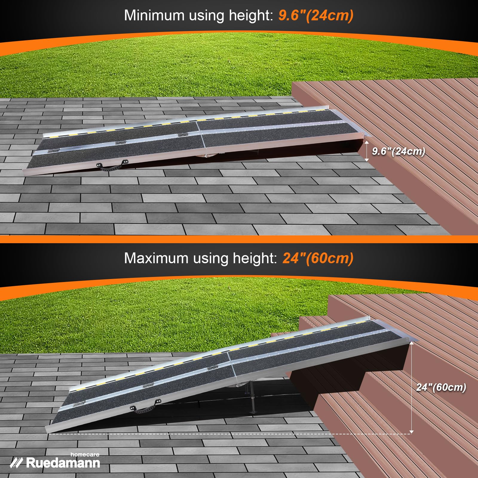 Snapklik.com : 8L 29 W Wheelchair Ramp, 600 LBS Capacity, Non-Slip ...