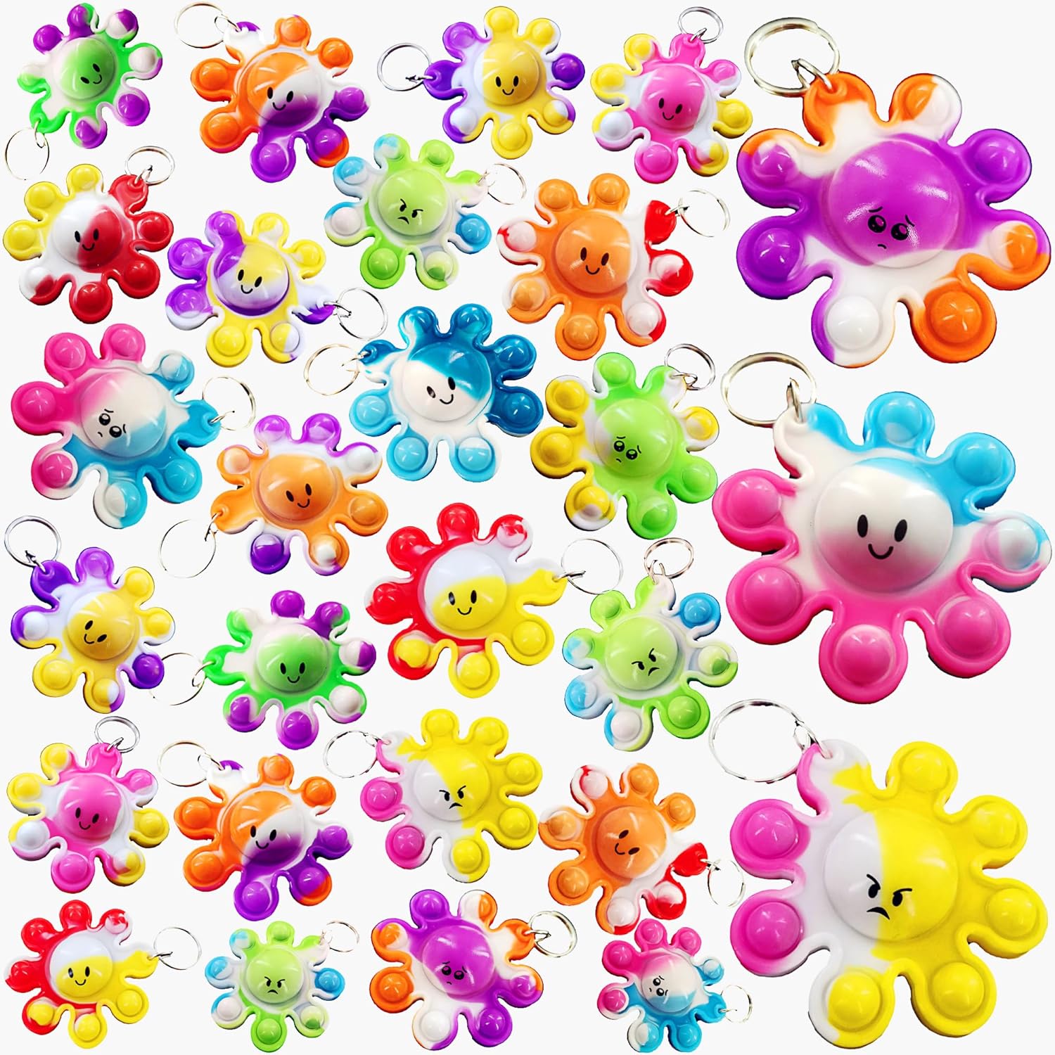 Amazon.com: 100 Packs Bulk Octopus Mini Pop Keychain for Teens and Kids ...