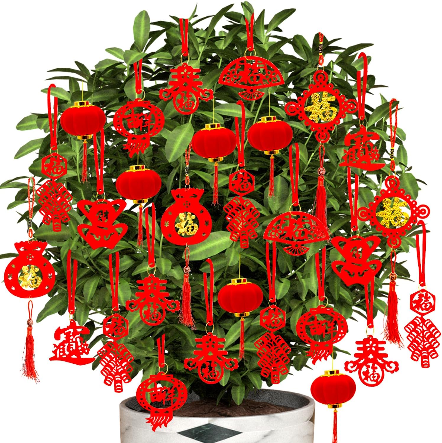 Amazon.com: 45 Piece Chinese New Year Ornament Chinese Pendant Red ...
