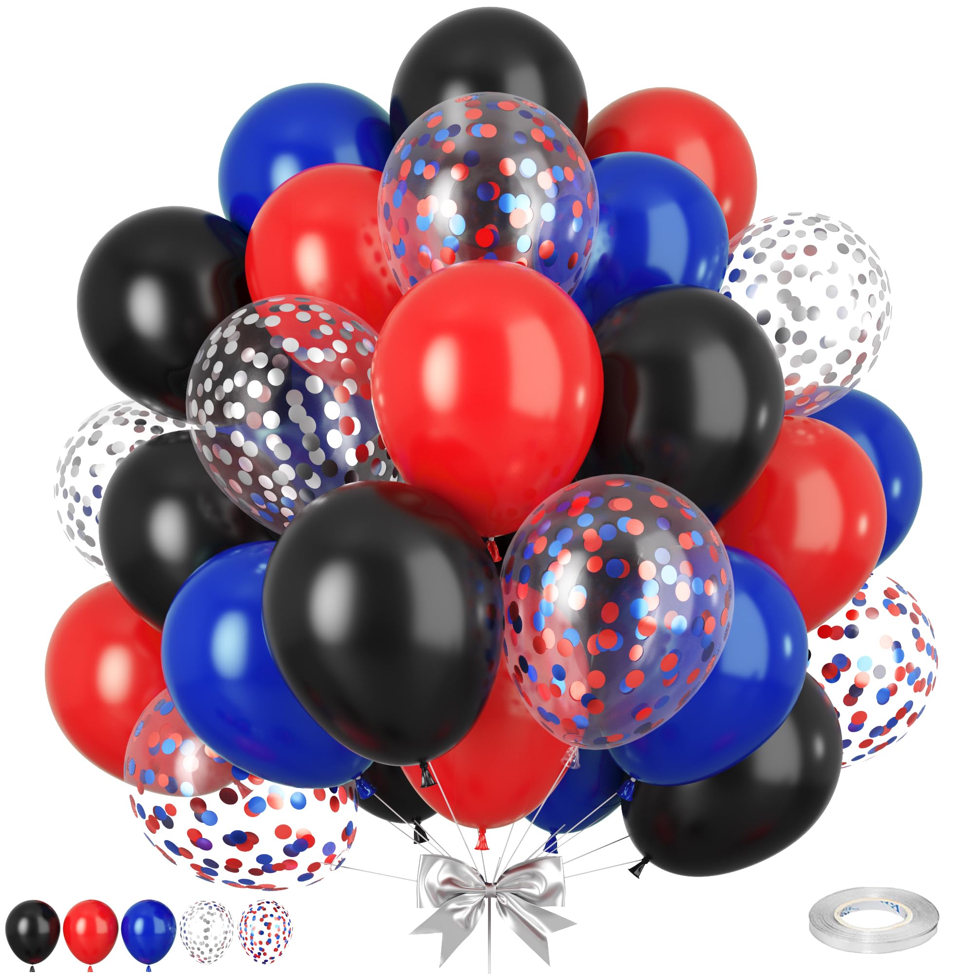 Amazon.com: Red Blue Black Balloons, 50pcs Royal Blue Red Black ...