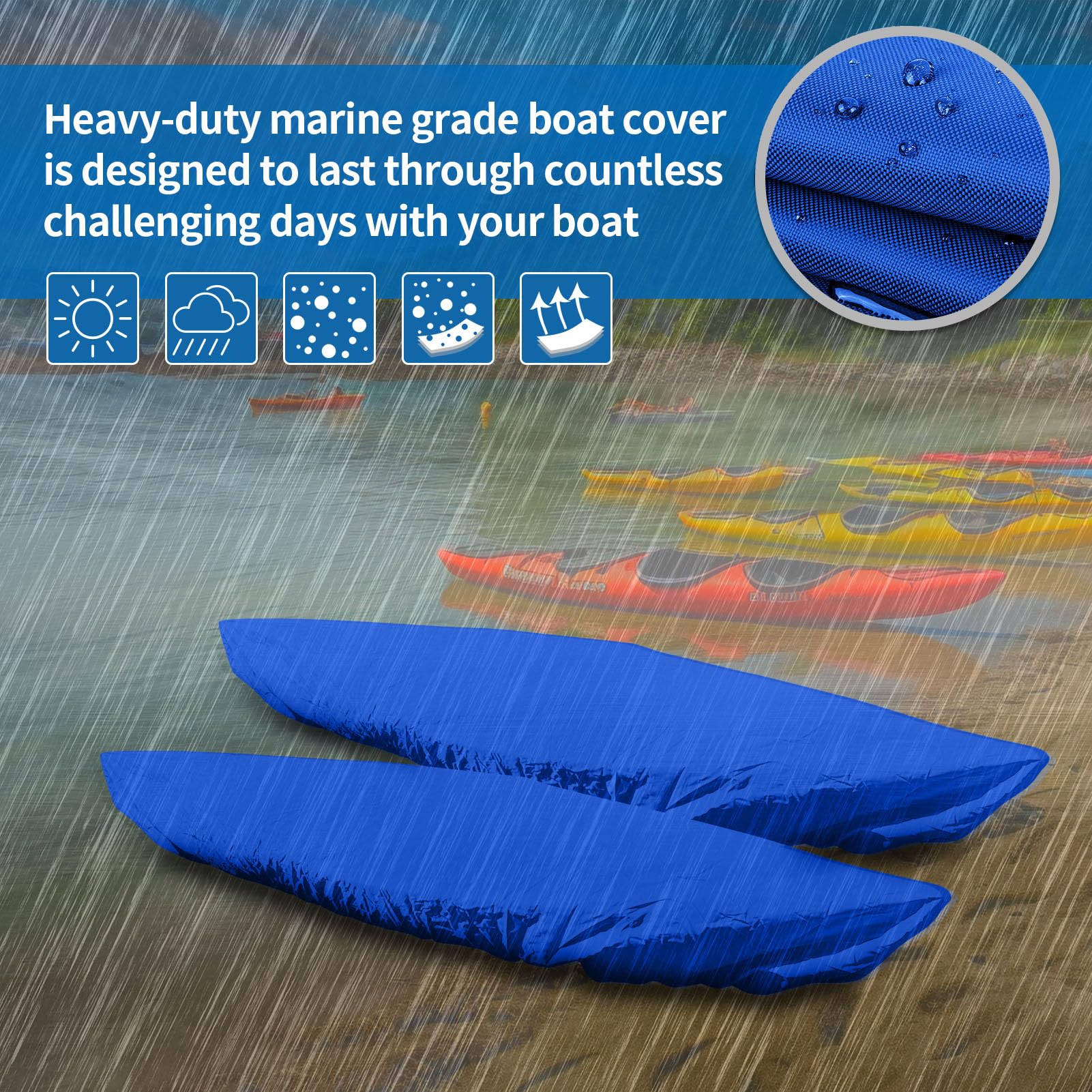 iCOVER Kayak Cover, Heavy Duty Waterproof Canoe Cover UV Resistant ...