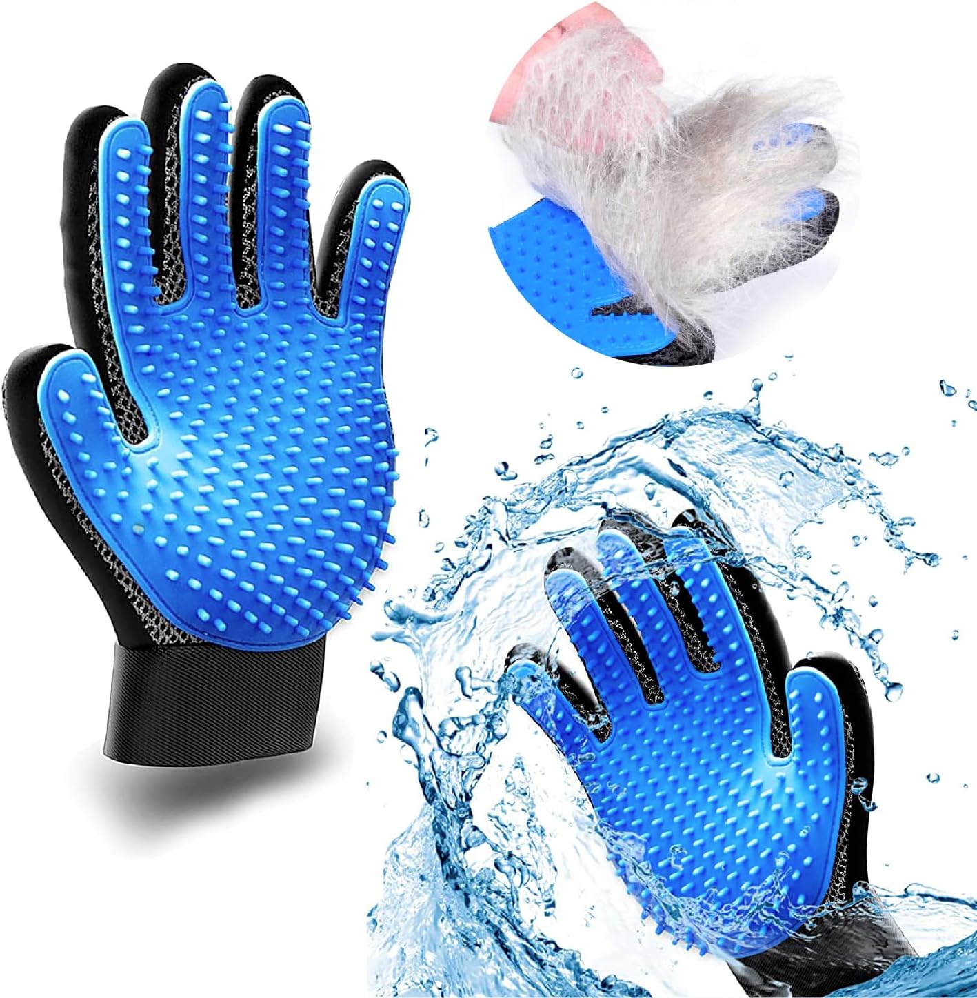 DELAMU ペットブラシ グローブ 手袋 猫 犬 ブラッシング ブラシ 1ペア 抜け毛取り クリーナー マッサージ 皮膚に優しい 洗い可能 柔軟 通気性 グルーミンググローブ 猫犬 短毛 中 ...